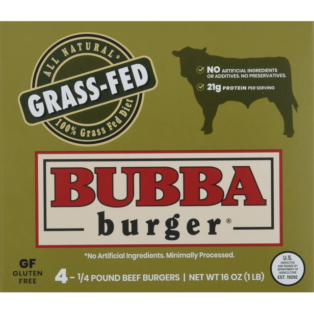 Bubba Burger® All Natural Grass-Fed, 100% USDA Frozen Beef Patties, 1 ...