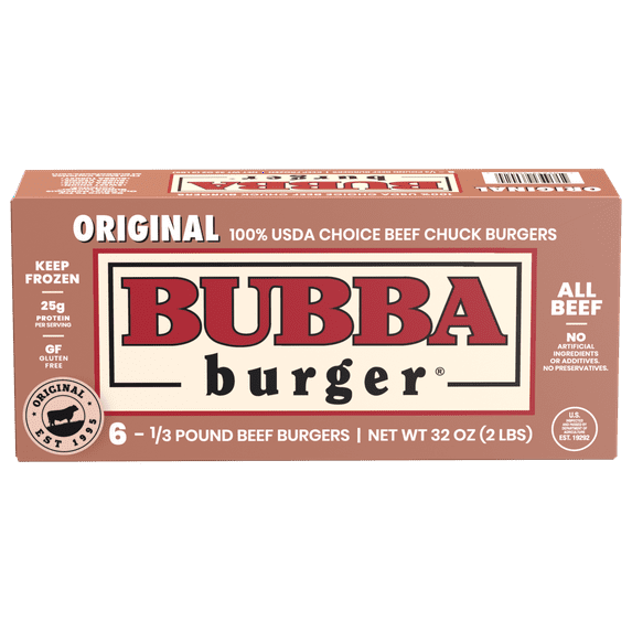 Bubba Burger® Original 100% USDA Choice Chuck Beef, 6 Frozen 1/3 Pound ...