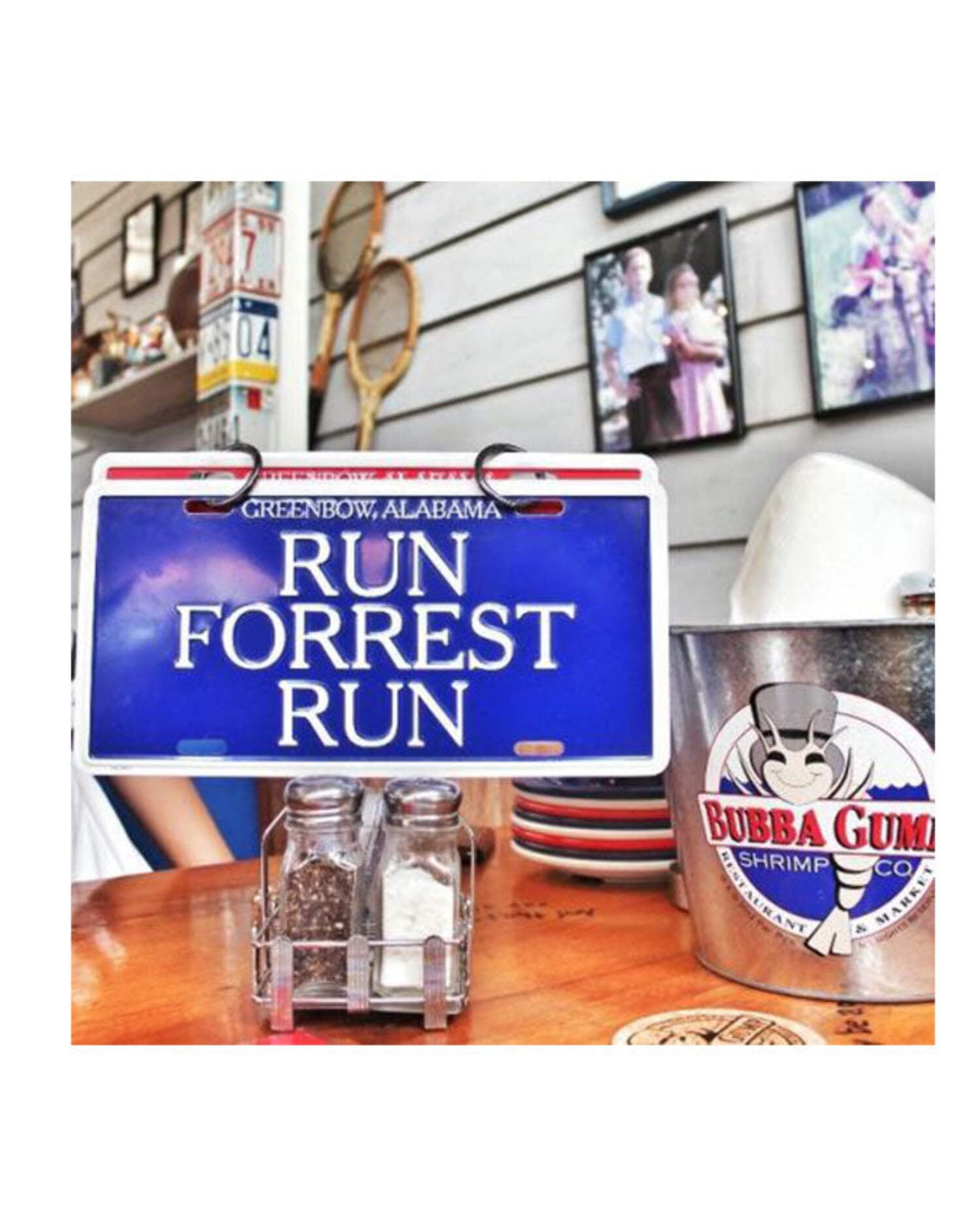 Bubba Gump Shrimp Co, Run Forrest Run License Plate, Metal, Blue with ...