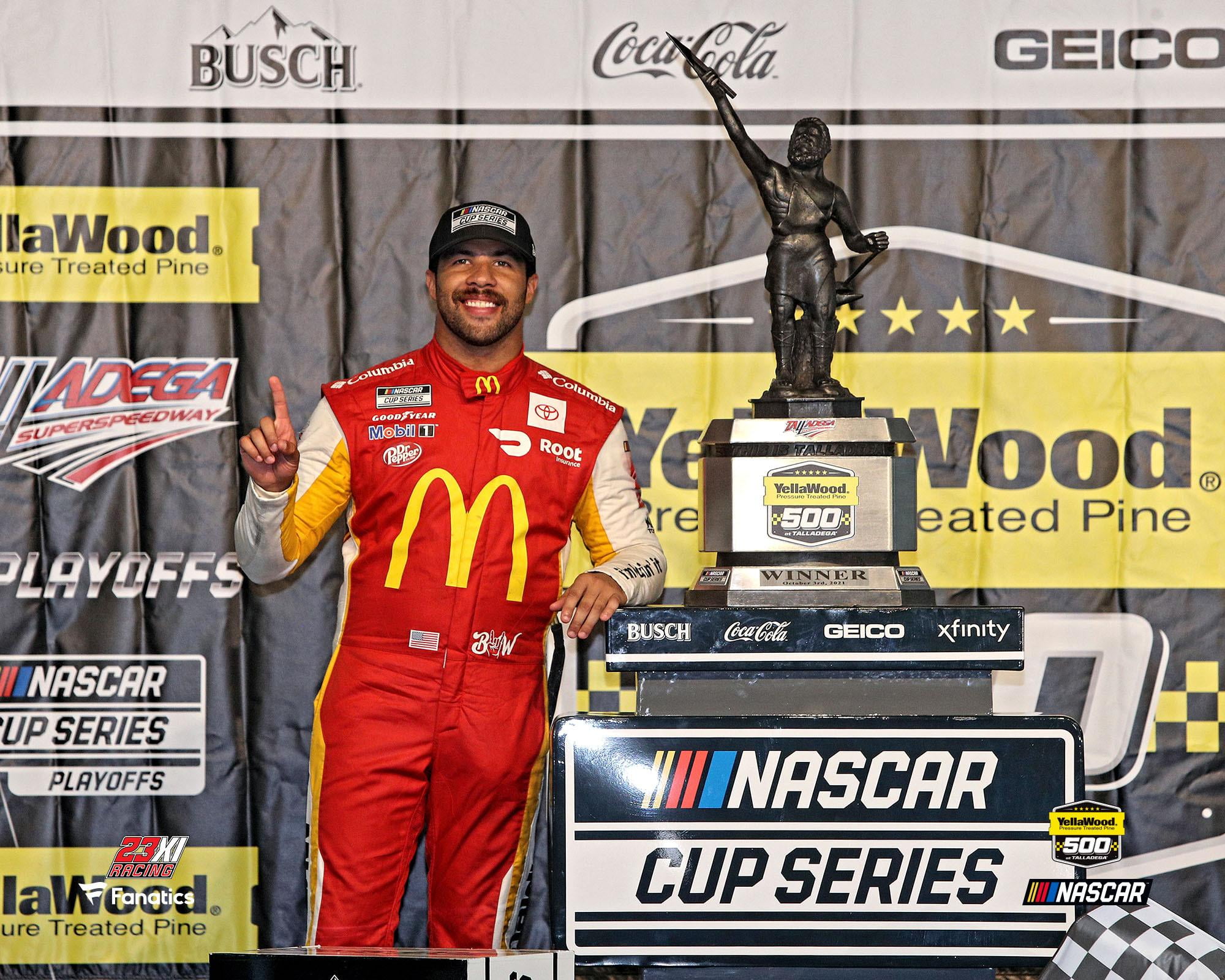 Bubba Wallace Unsigned 2021 YellaWood 500 Smiling Celebration in ...