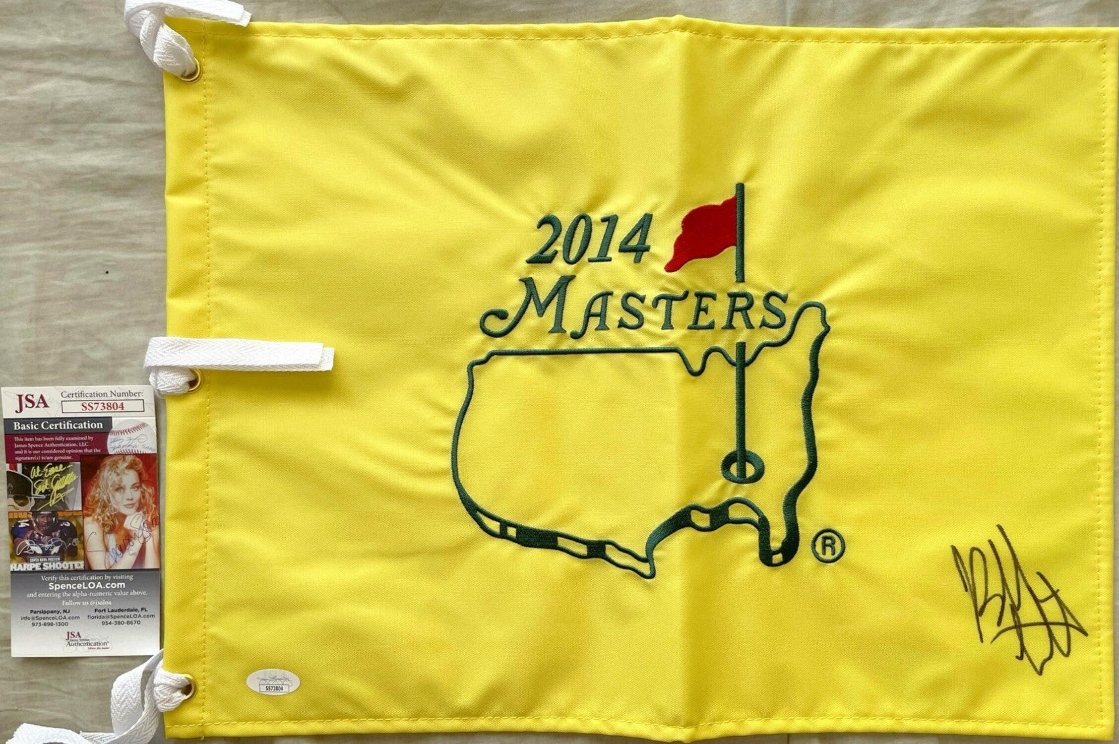 Bubba Watson autographed 2014 Masters golf pin flag JSA - Walmart.com