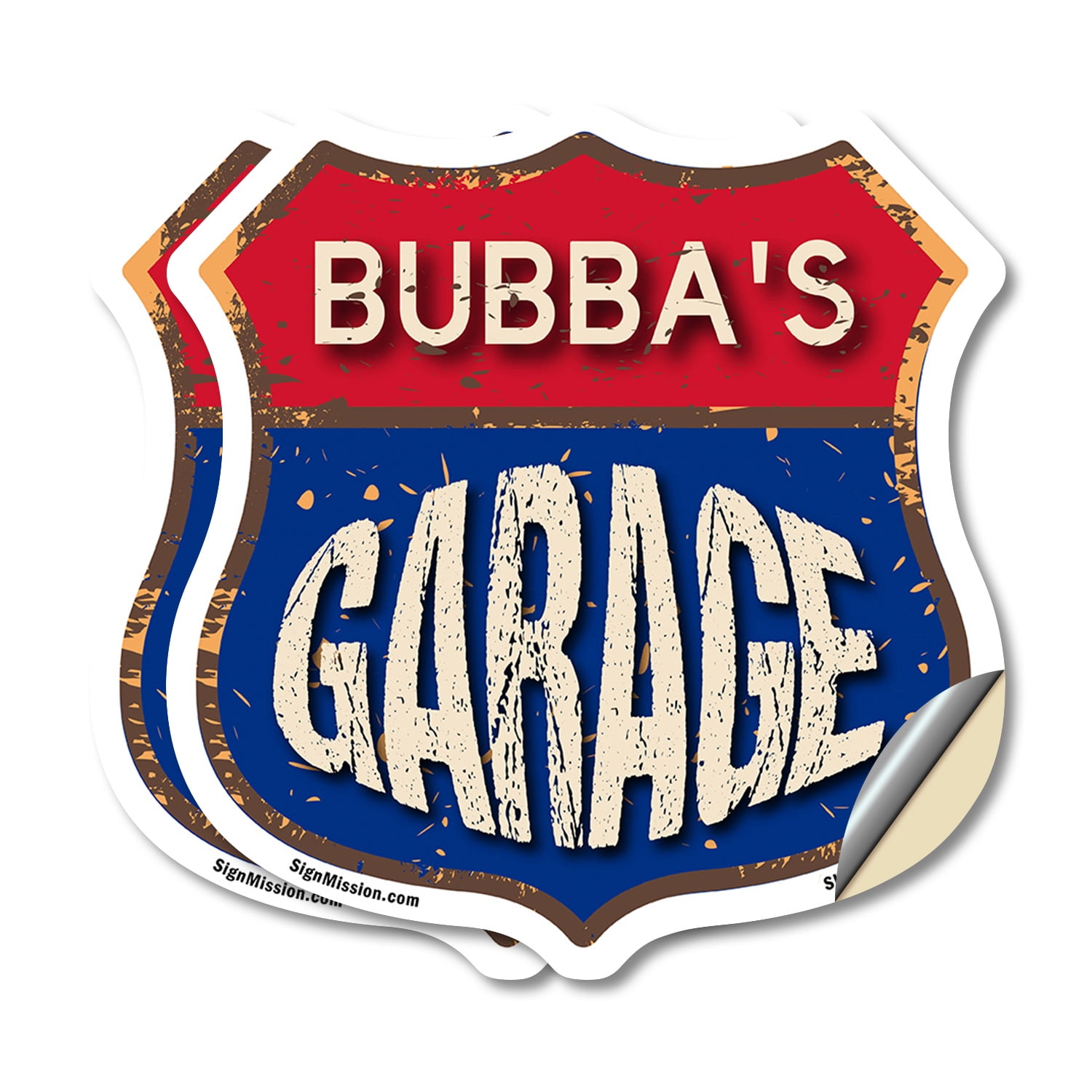 Bubba's Garage (2 Pack) 6 inch X 6 inch Shield Shaped Heavy Duty 3.2 ...