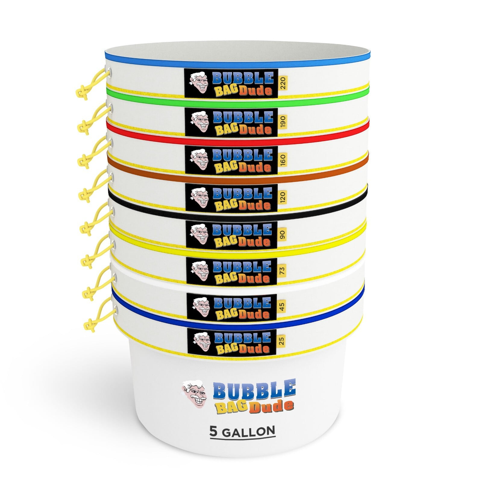 Bubble Bag BUBBLEBAGDUDE 5 GAL - 8 Bag Kit All Mesh Bubble Hash Bags ...