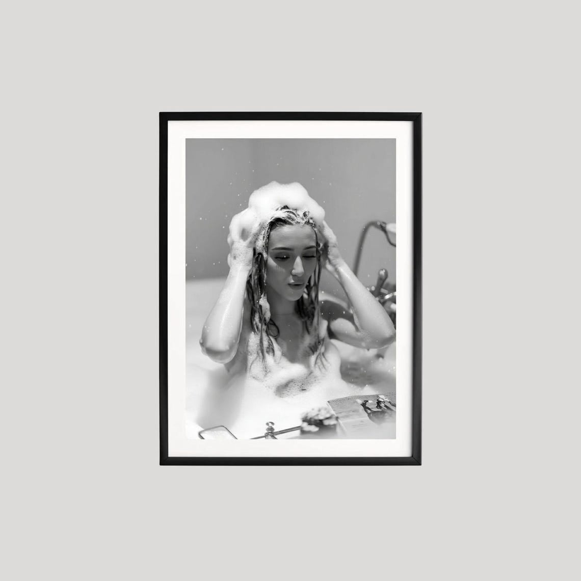Bubble Bath Photography Woman in Bathtub Fine Art Black and White Wall ...
