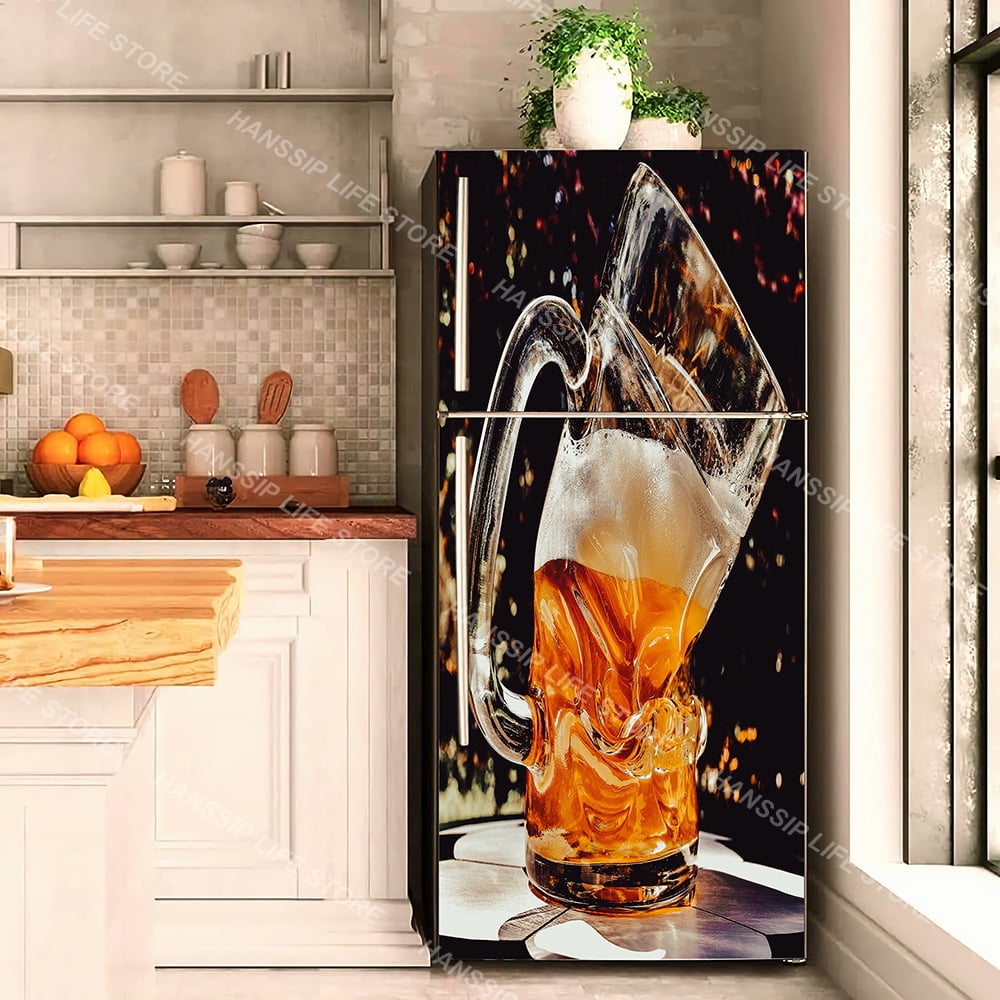Bubble Beer 3D Refrigerator Sticker Self-Adhesive Wallpaper Home ration ...