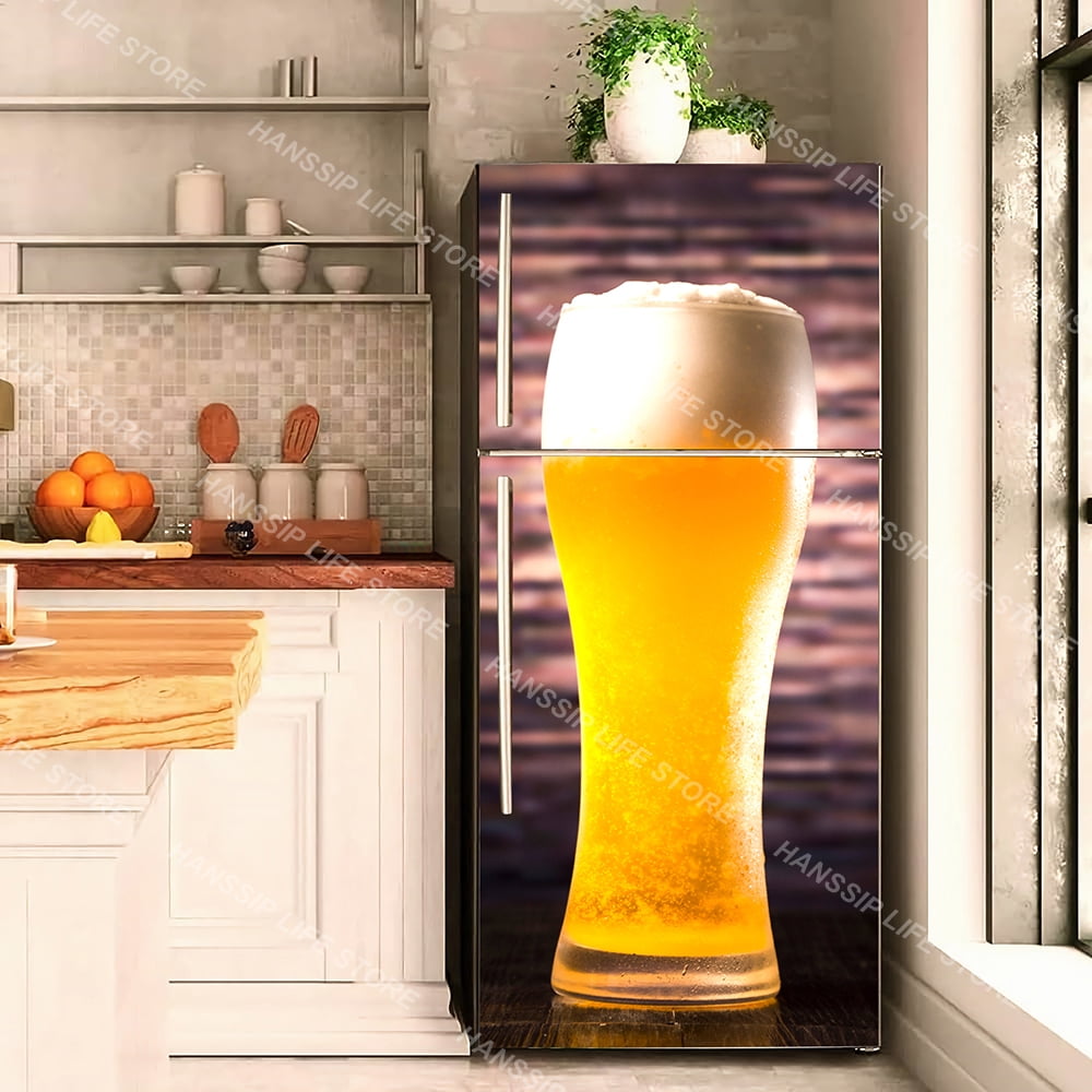 Bubble Beer 3D Refrigerator Sticker Self-Adhesive Wallpaper Home ration ...