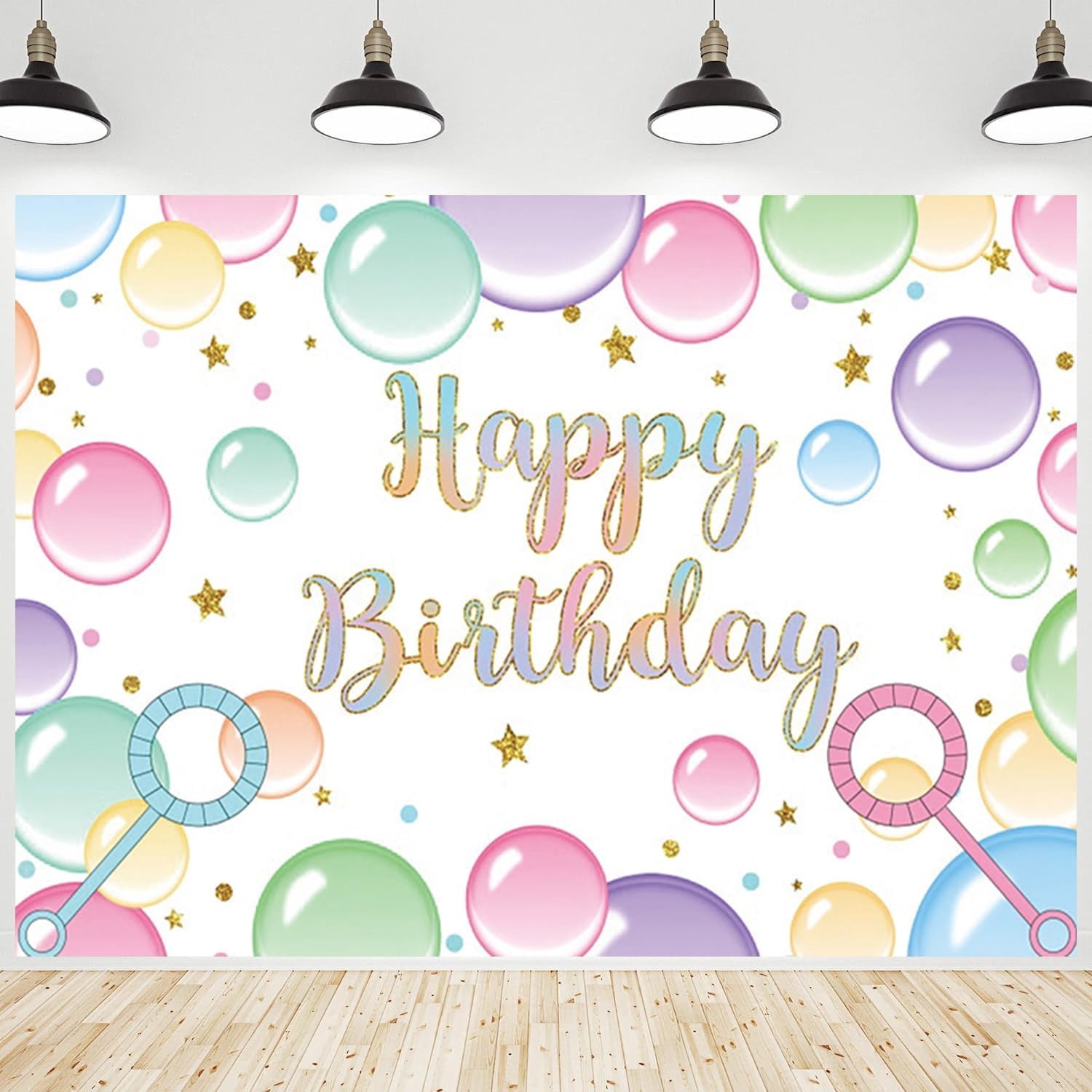 Bubble Birthday Backdrop Colorful Pop On Over Bubble Birthday ...