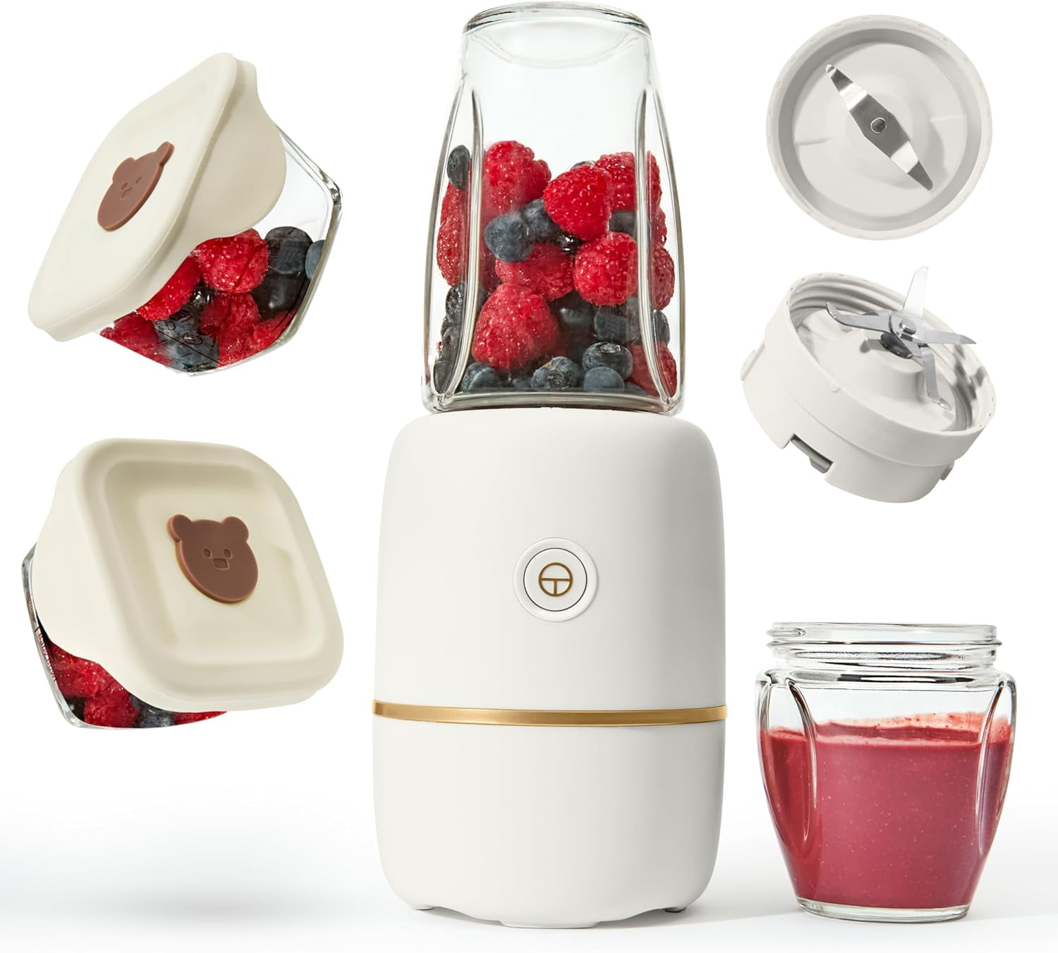 Bubble Blender, Baby Food Maker & Puree Blender with 2 Borosilicate ...