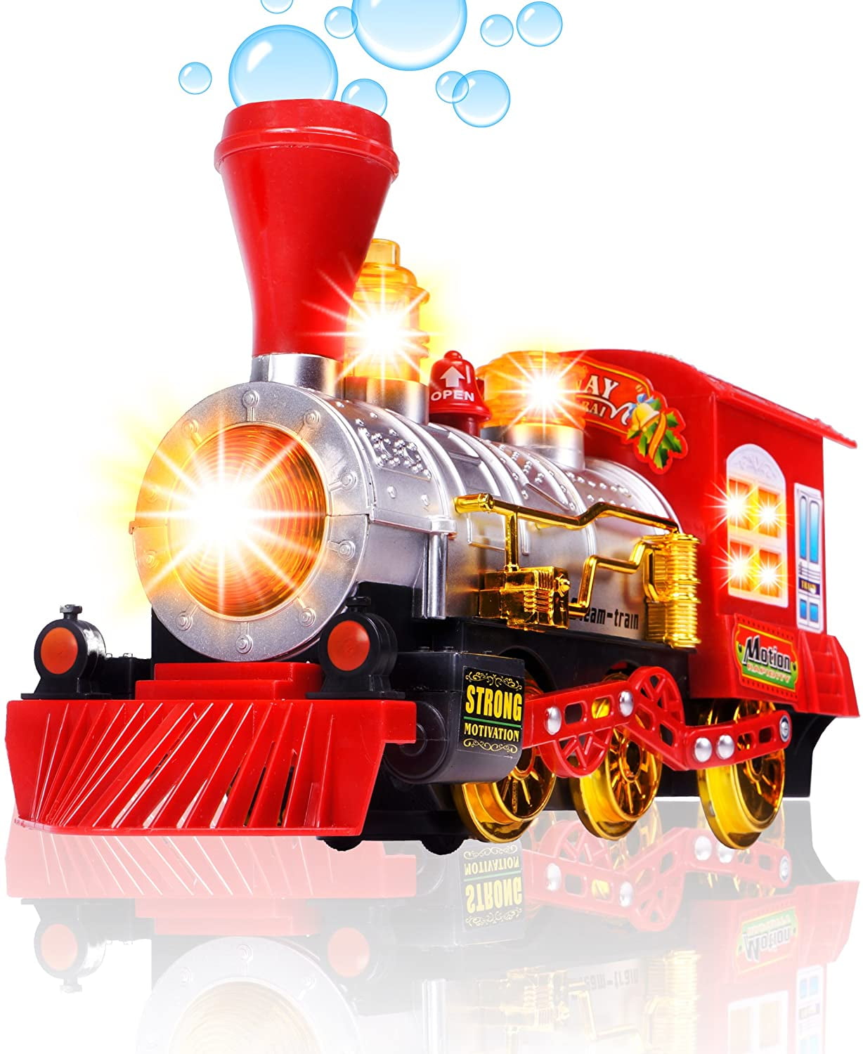 Bubble Blowing Toy Train - Battery Powered Steam Bubbles Locomotive ...