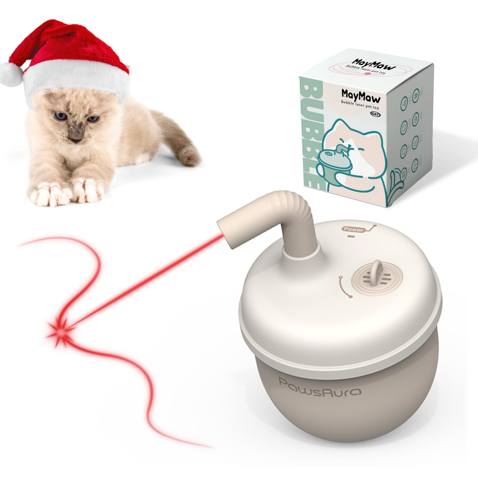 Bubble Cat Laser Toy - Interactive Tumbler Design, Rechargeable Cat Laser Pointer with 360 ...
