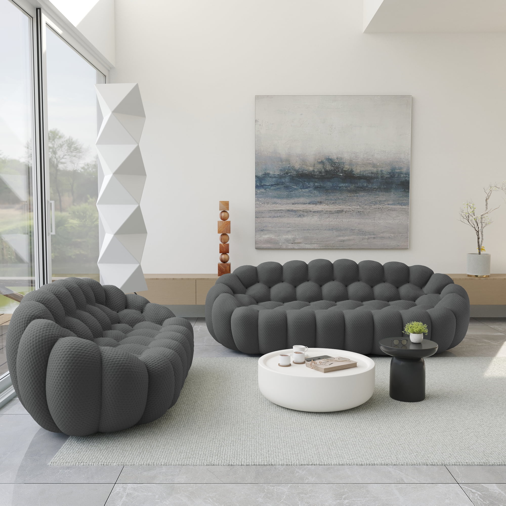 Bubble Couch Modern, Oversized Curved Couches, Lazy Floor Sofa, Dark ...