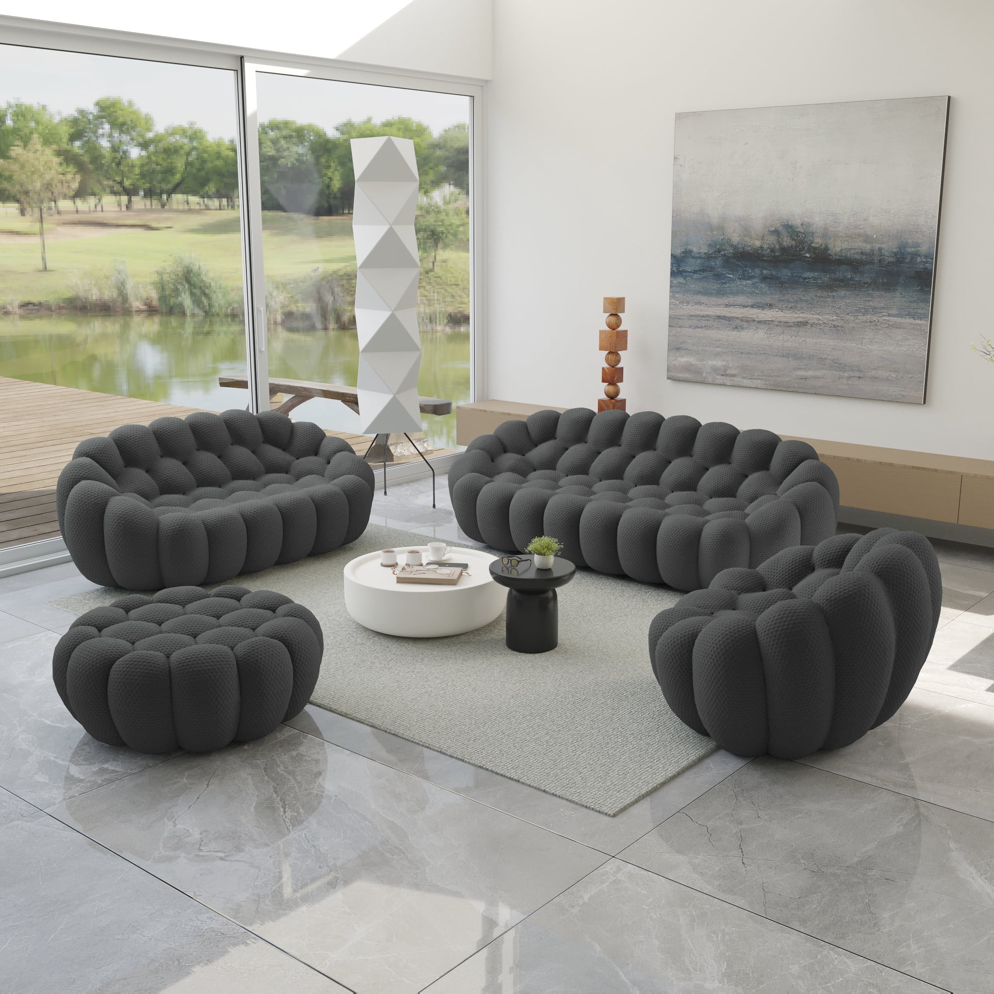Bubble Couch Modern, Oversized Curved Couches, Lazy Floor Sofa, Dark ...