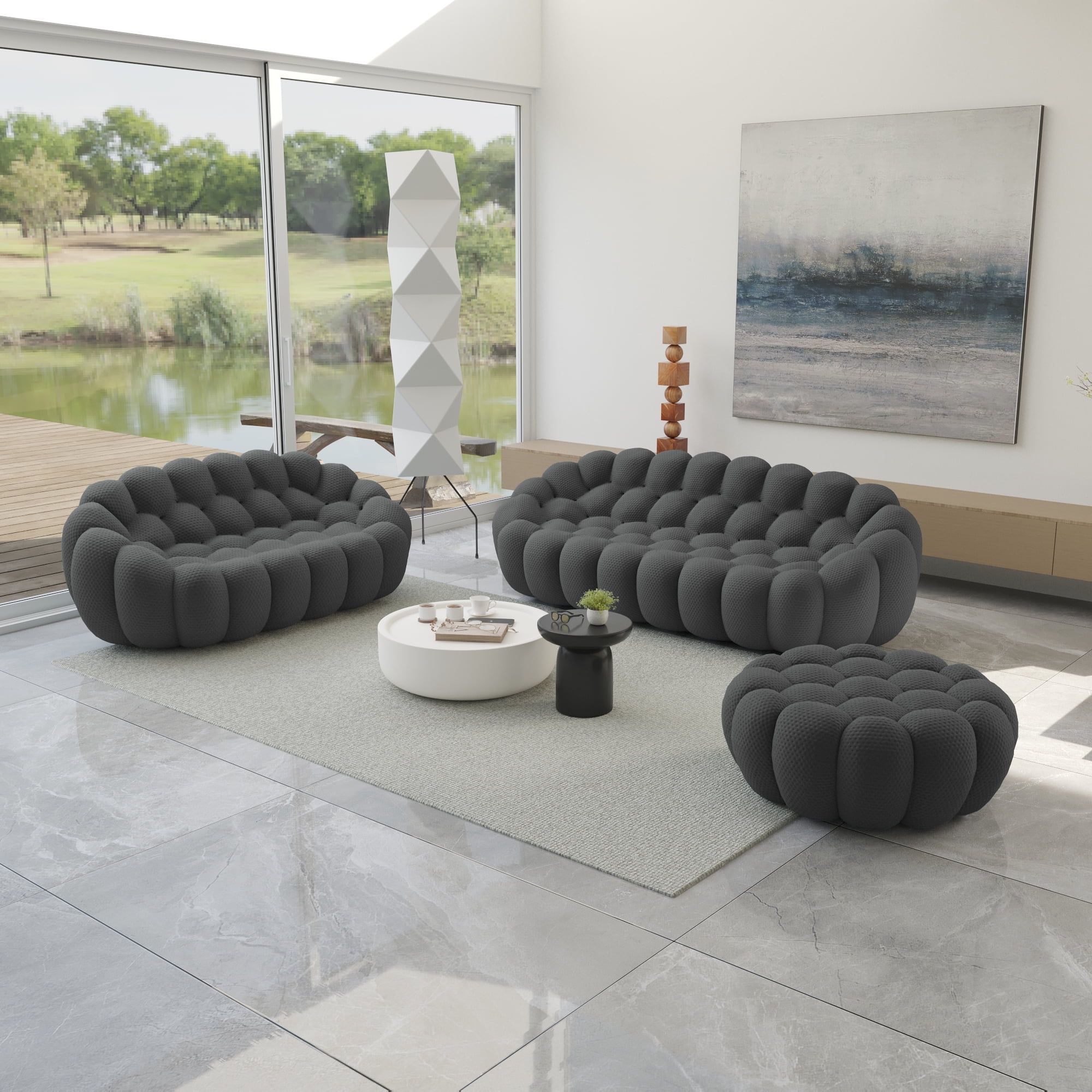 Bubble Couch Modern, Oversized Curved Couches, Lazy Floor Sofa, Dark ...