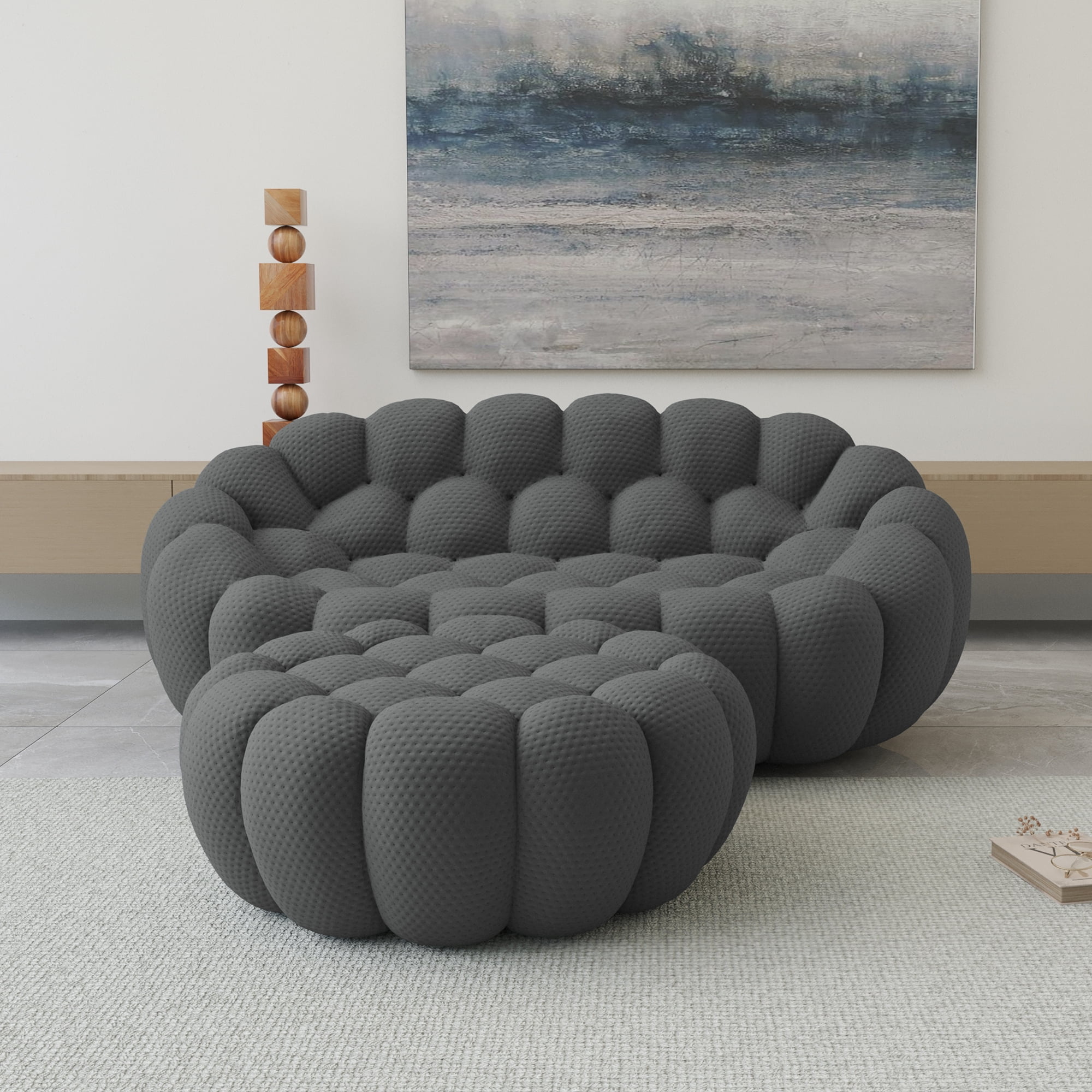 Bubble Couch Modern, Oversized Curved Couches, Lazy Floor Sofa, Dark ...