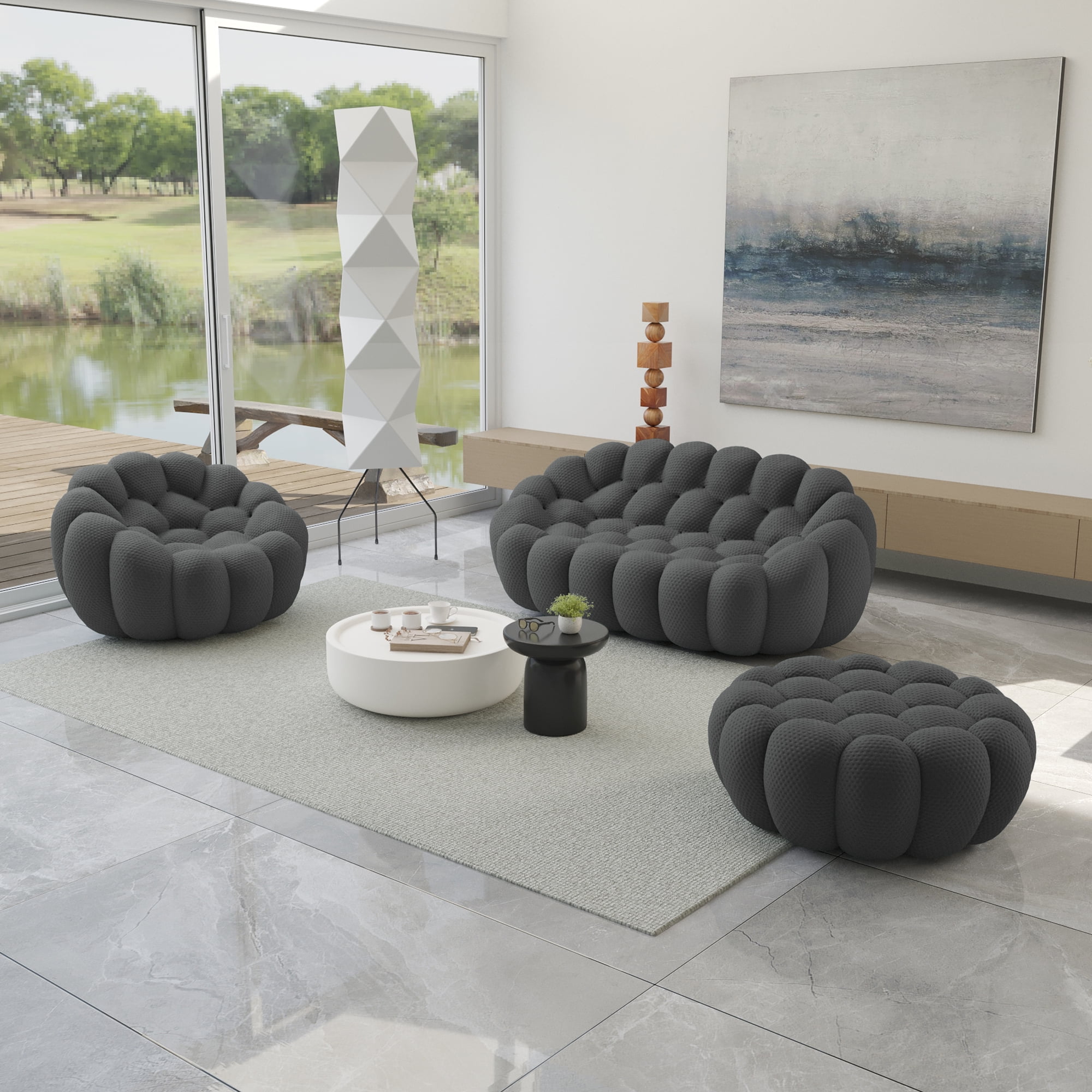 Bubble Couch Modern, Oversized Curved Couches, Lazy Floor Sofa, Dark ...