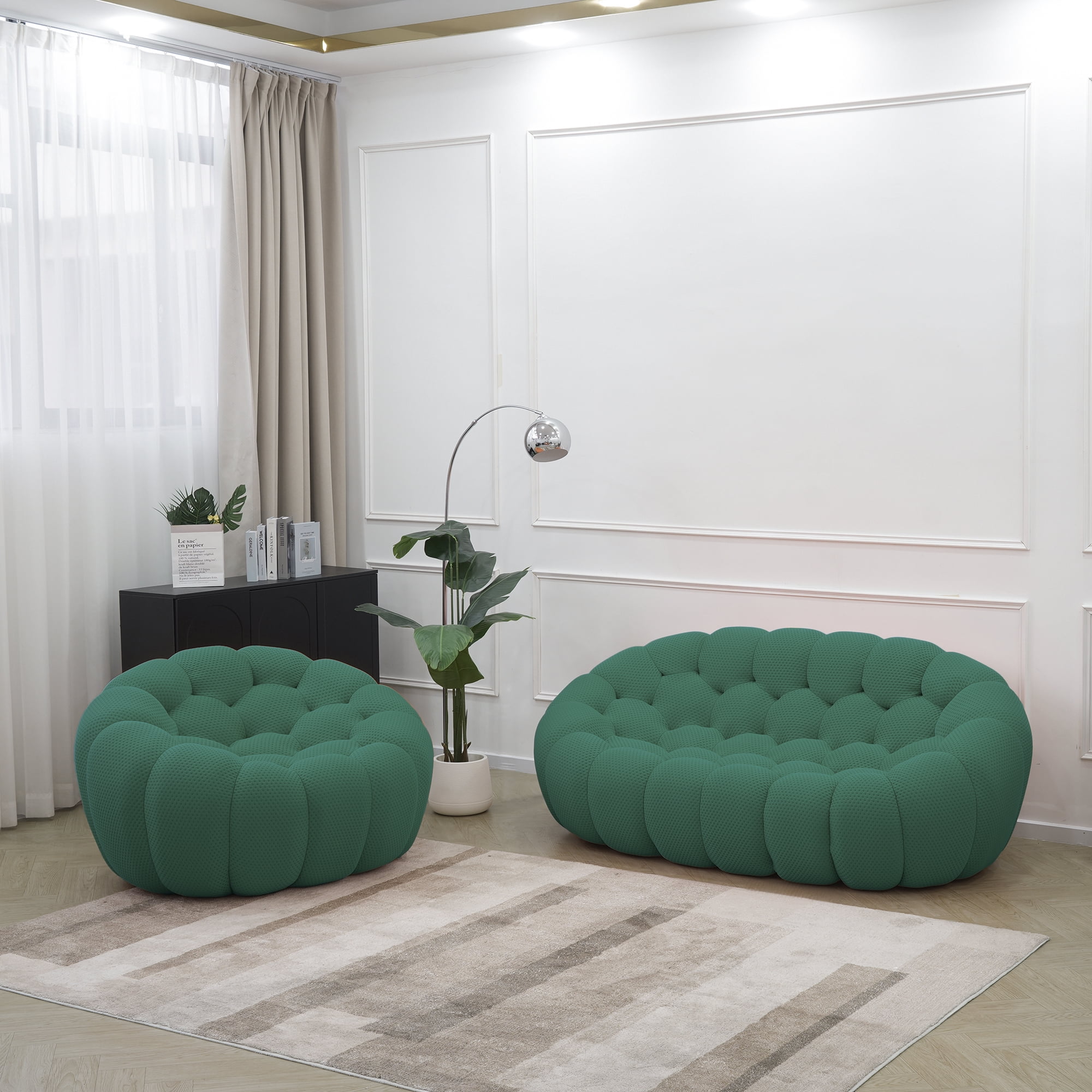Bubble Couch Modern, Oversized Curved Couches, Lazy Floor Sofa, Green ...