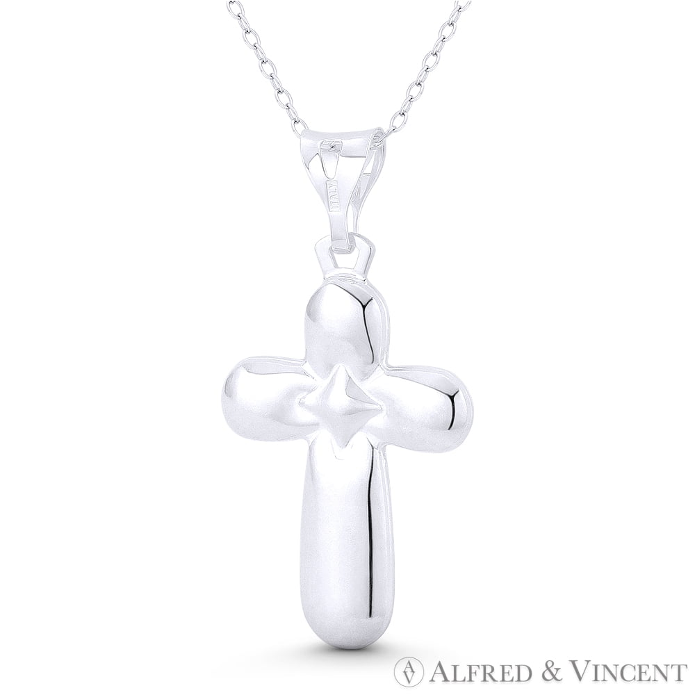 Bubble Cross Fancy Modern Christian Pendant & Chain Necklace in .925 ...