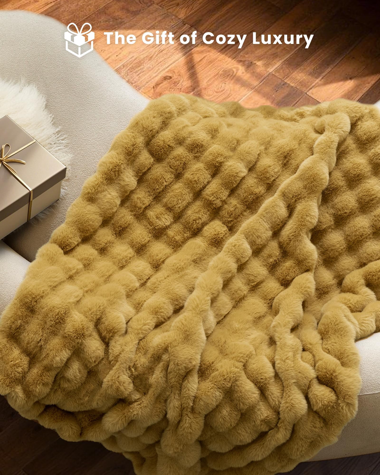 Bubble Dark Yellow Throw Blanket, Faux Plush 50x60 Inches for Couch ...