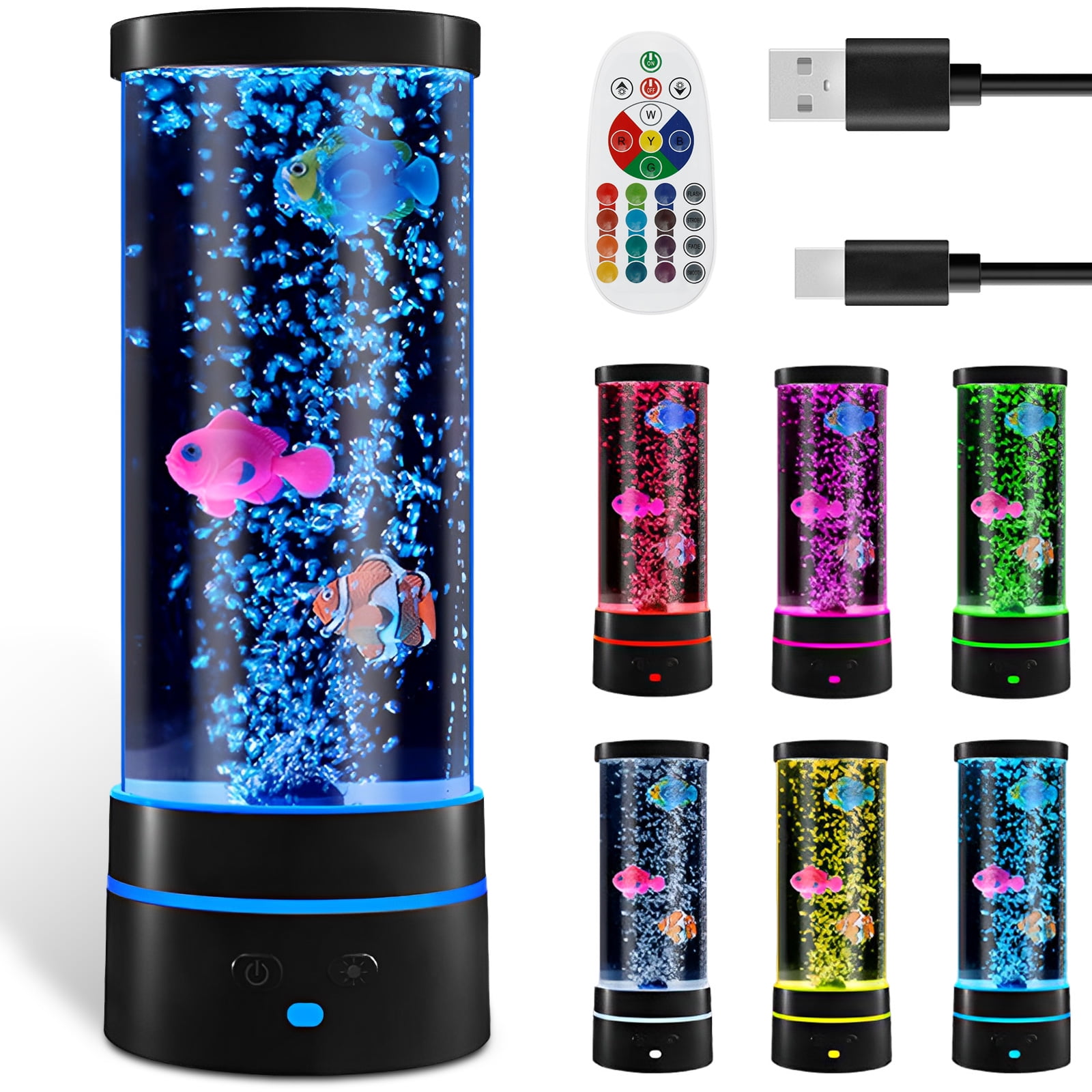 EUWBSSR Bubble Fish Lamp LED Jellyfish Lamp Decorative Aquarium Night ...