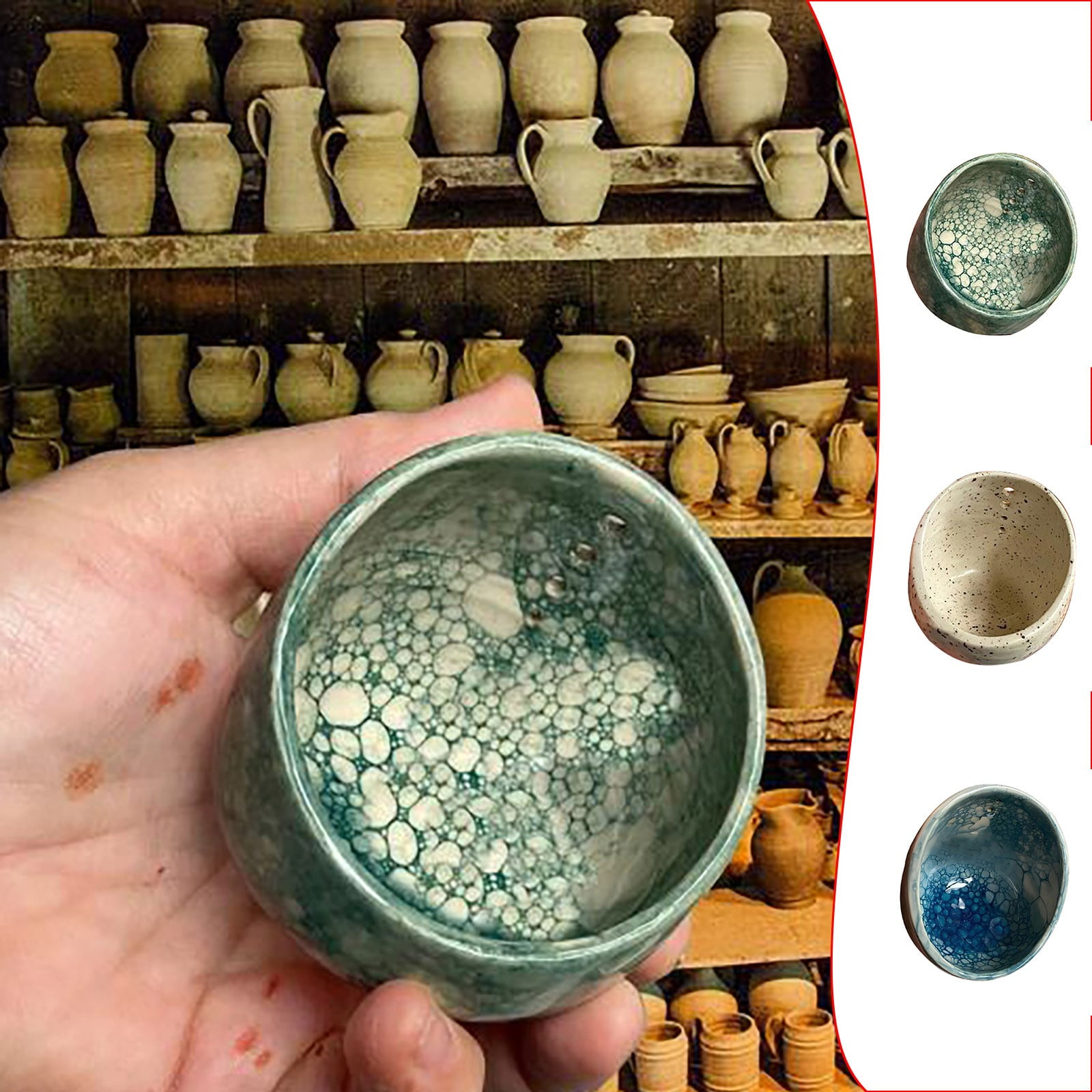 Bubble Glaze Pottery Pottery Herb Stripper Earthenware Herb Stripper ...