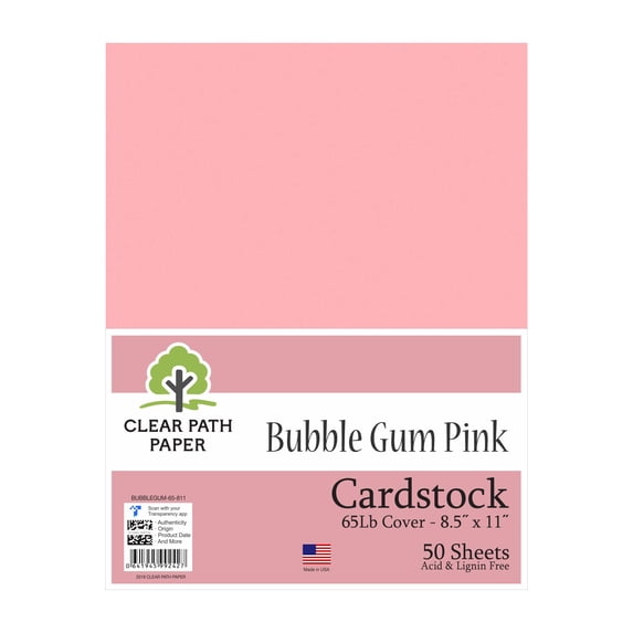 Bubble Gum Pink Cardstock - 8.5 x 11 inch - 65Lb Cover - 50 Sheets ...