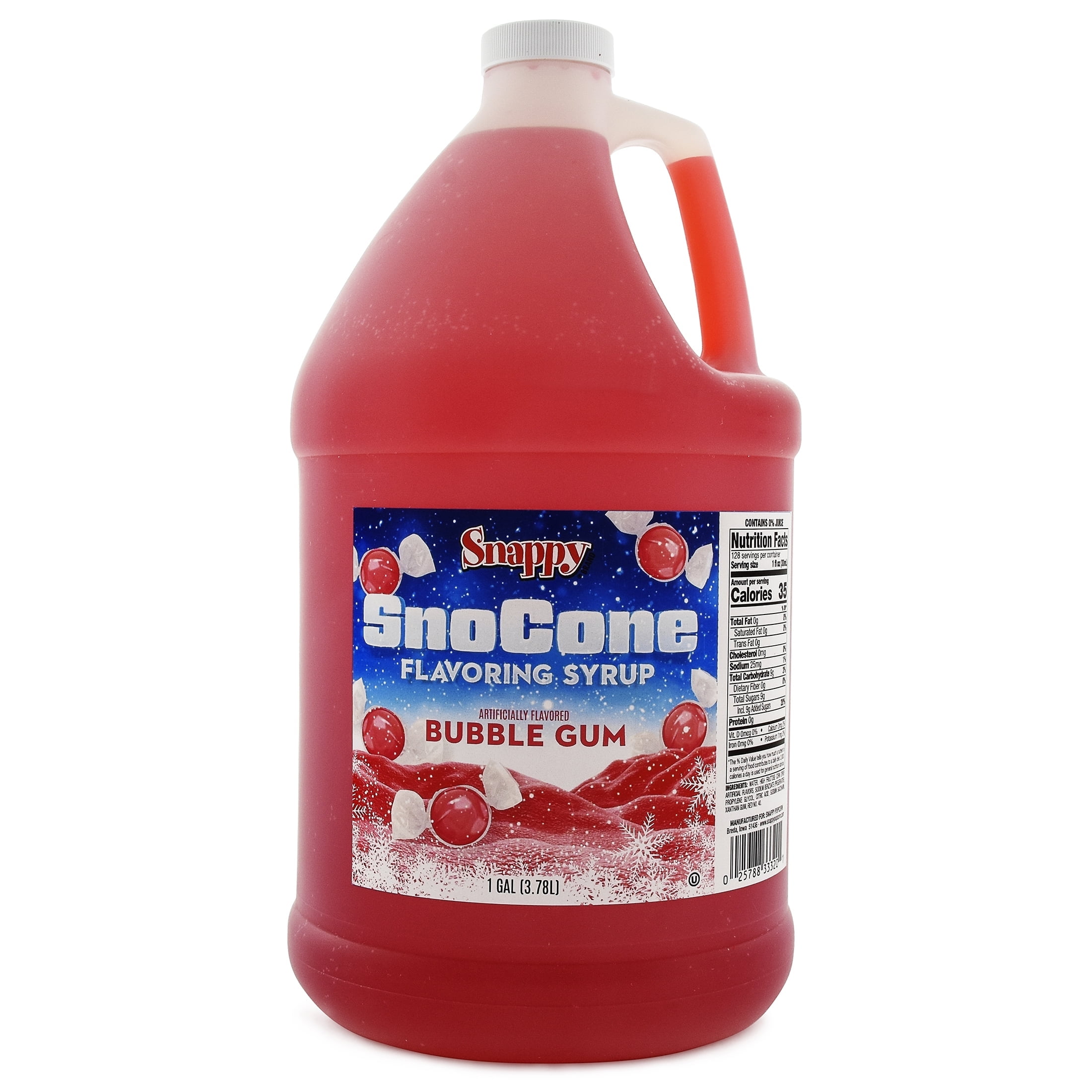 Snappy Bubble Gum Sno Cone Syrup, Flavored Syrup for Shaved Ice, 1 ...