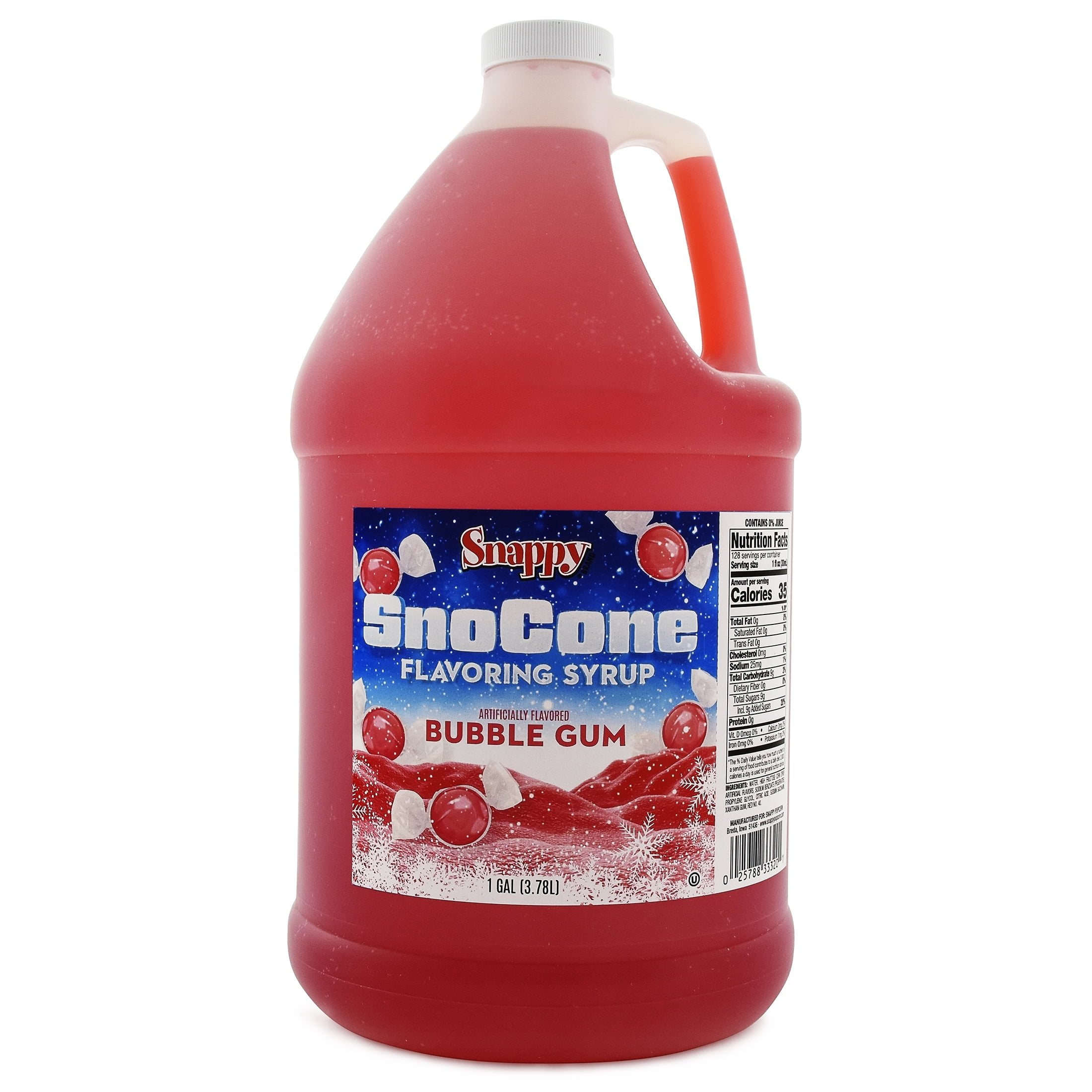 Snappy Bubble Gum Sno Cone Syrup, Flavored Syrup for Shaved Ice, 1 ...