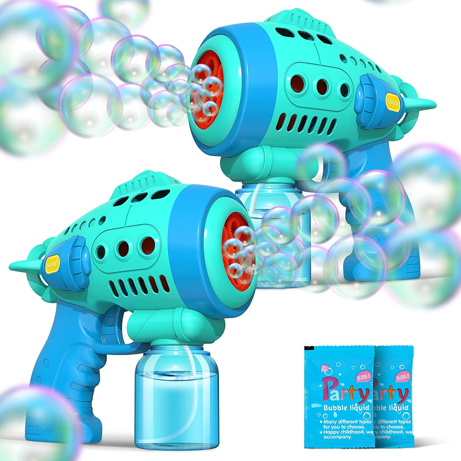 Bubble Gun with 2 Pack Liquid, Handheld Shooter, Ergonomic Grip ...