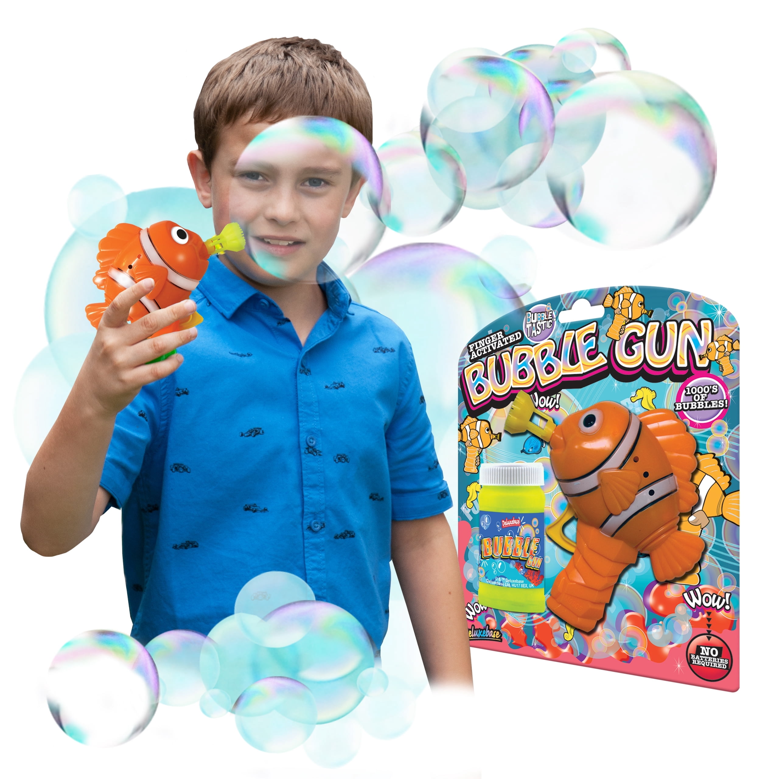 Deluxebase Bubble Gun, Clown Fish Kids Toy Machine, Friction Powered ...