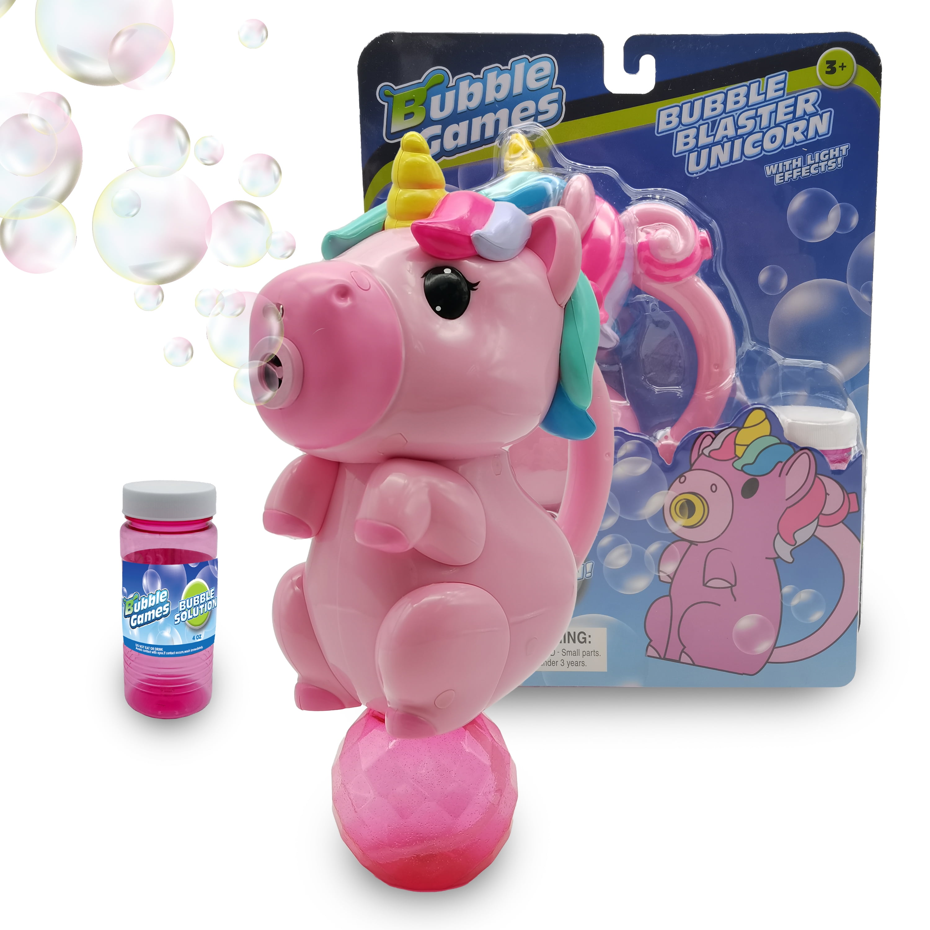 Bubble Gun with Light-Up Action, Bubble Refill Solution, and Pink ...