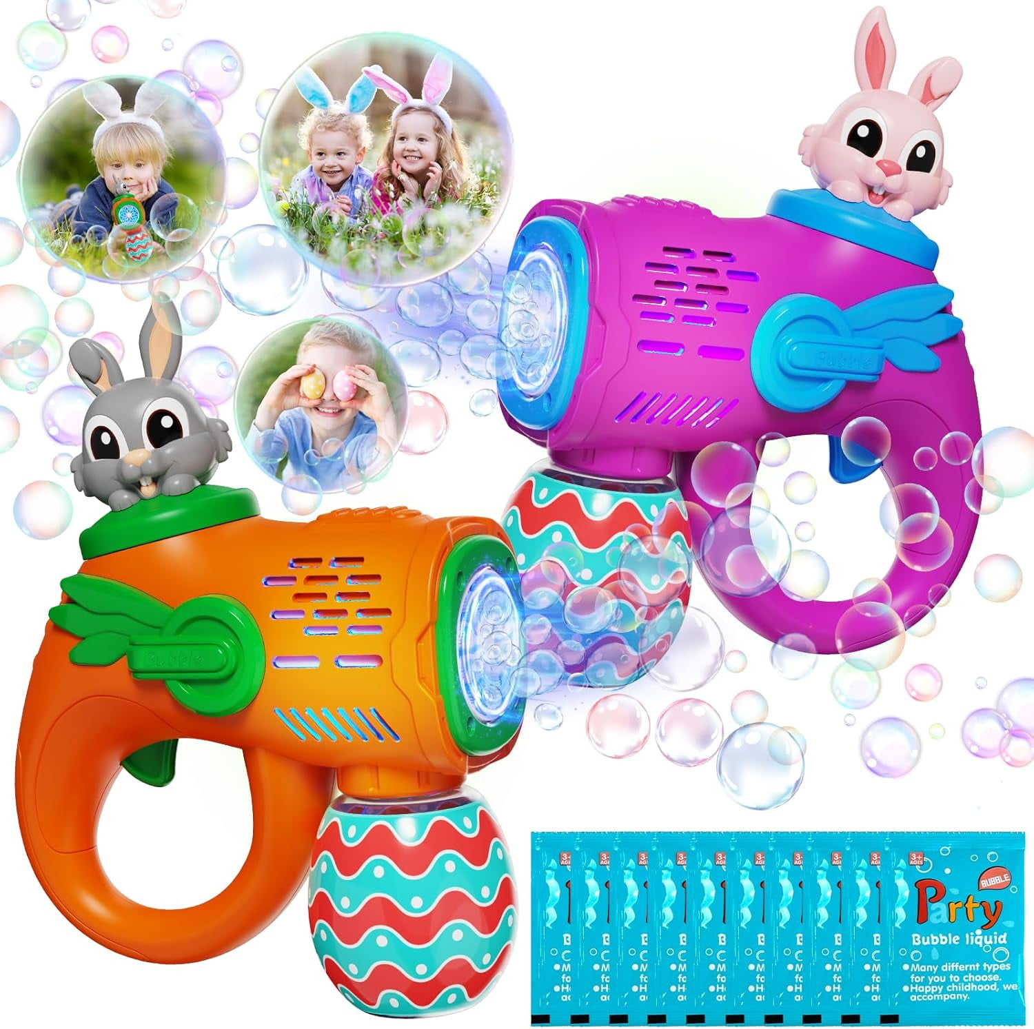 Bubble Gun Machine for Toddlers 2 Pack Easter Bunny Gifts for Kids ...