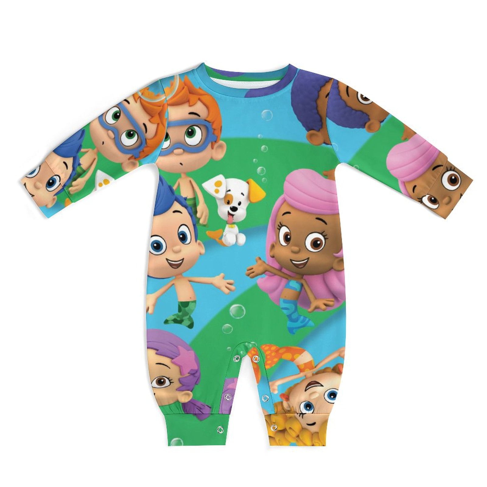 Bubble Guppies Cartoon Baby Rompers One-Piece Long Sleeve Jumpsuit ...