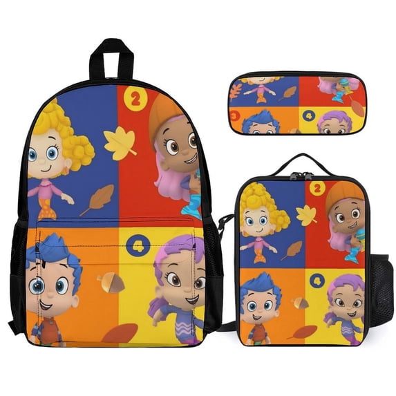 Bubble Guppies Fun cartoon three-piece backpack set: includes backpack ...