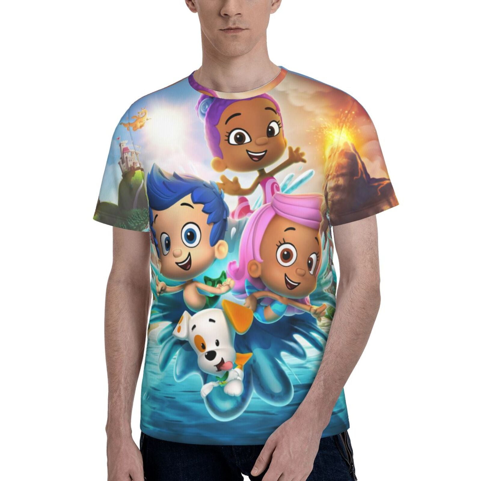 Bubble Guppies Mens 3d Graphic Print Shirts Casual Short Sleeve Tee Shirts - Walmart.com
