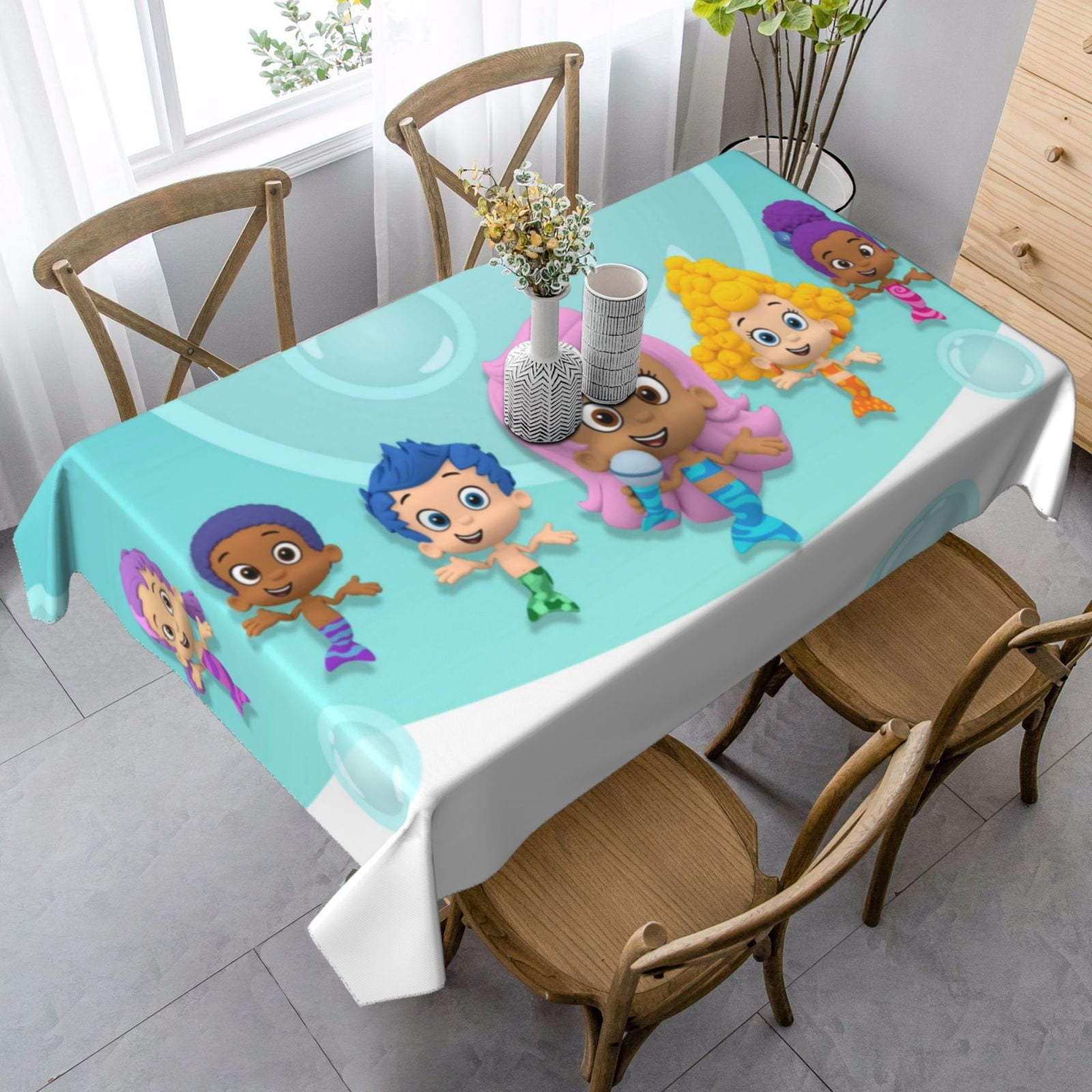Bubble Guppies Tablecloth Rectangular Table Cover Decor Reusable