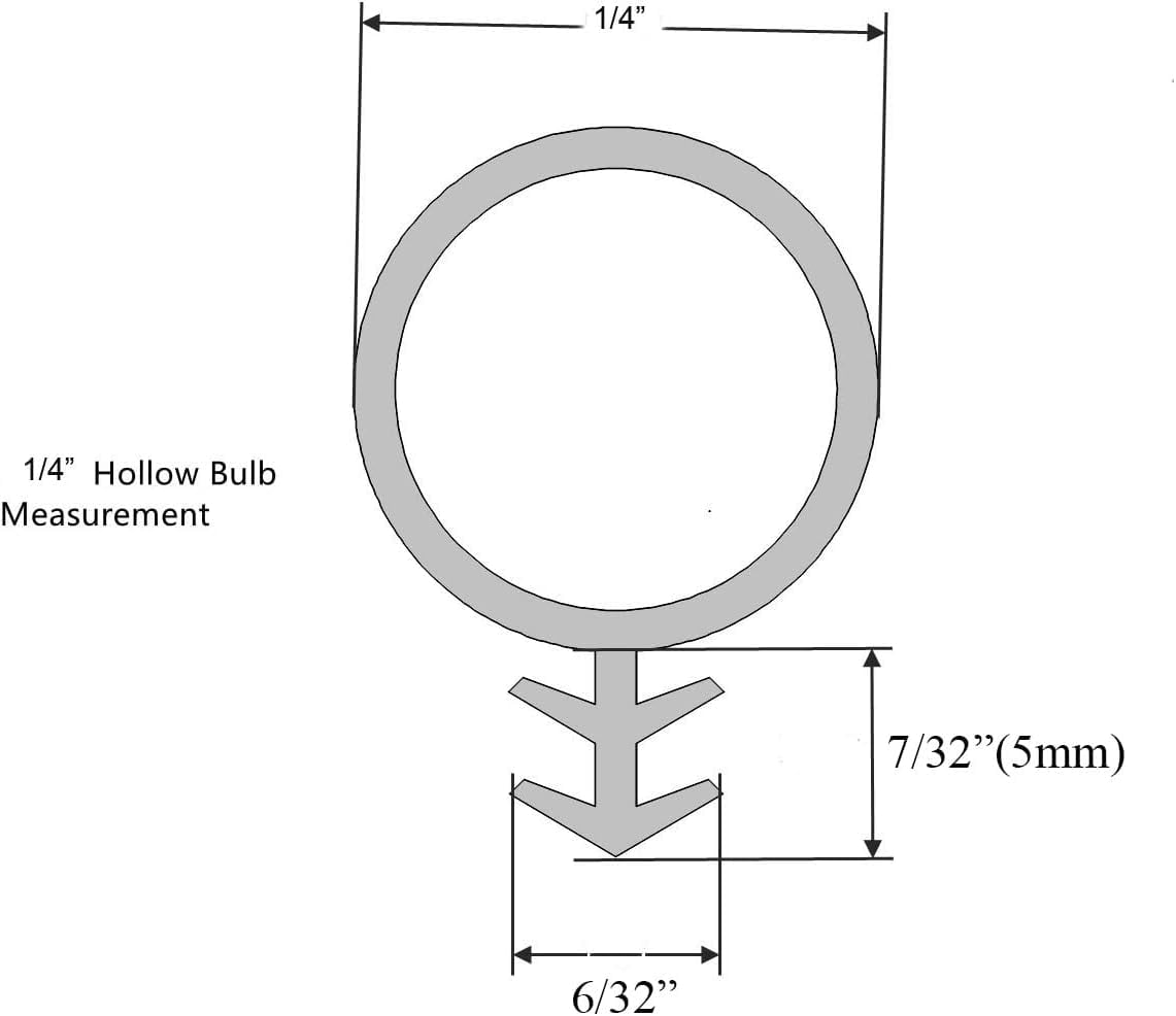 Bubble Kerf Mount Window Weatherstrip Seal 1/4" Bulb, Stiff Kerf Easily ...