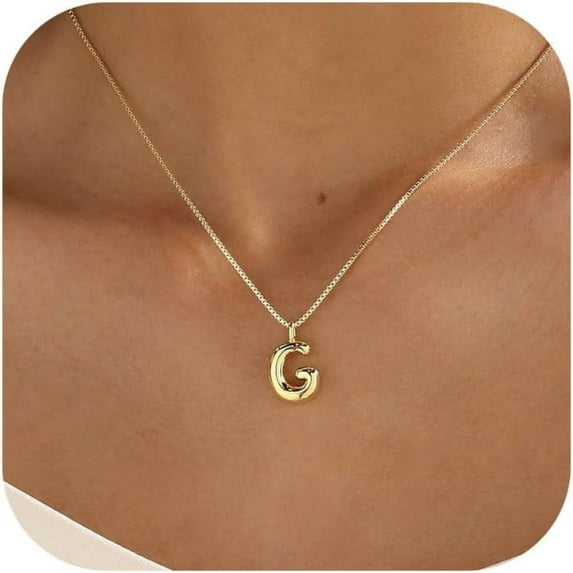Bubble Letter Necklace Gold 14K Gold Plated Necklace Initial Necklaces ...