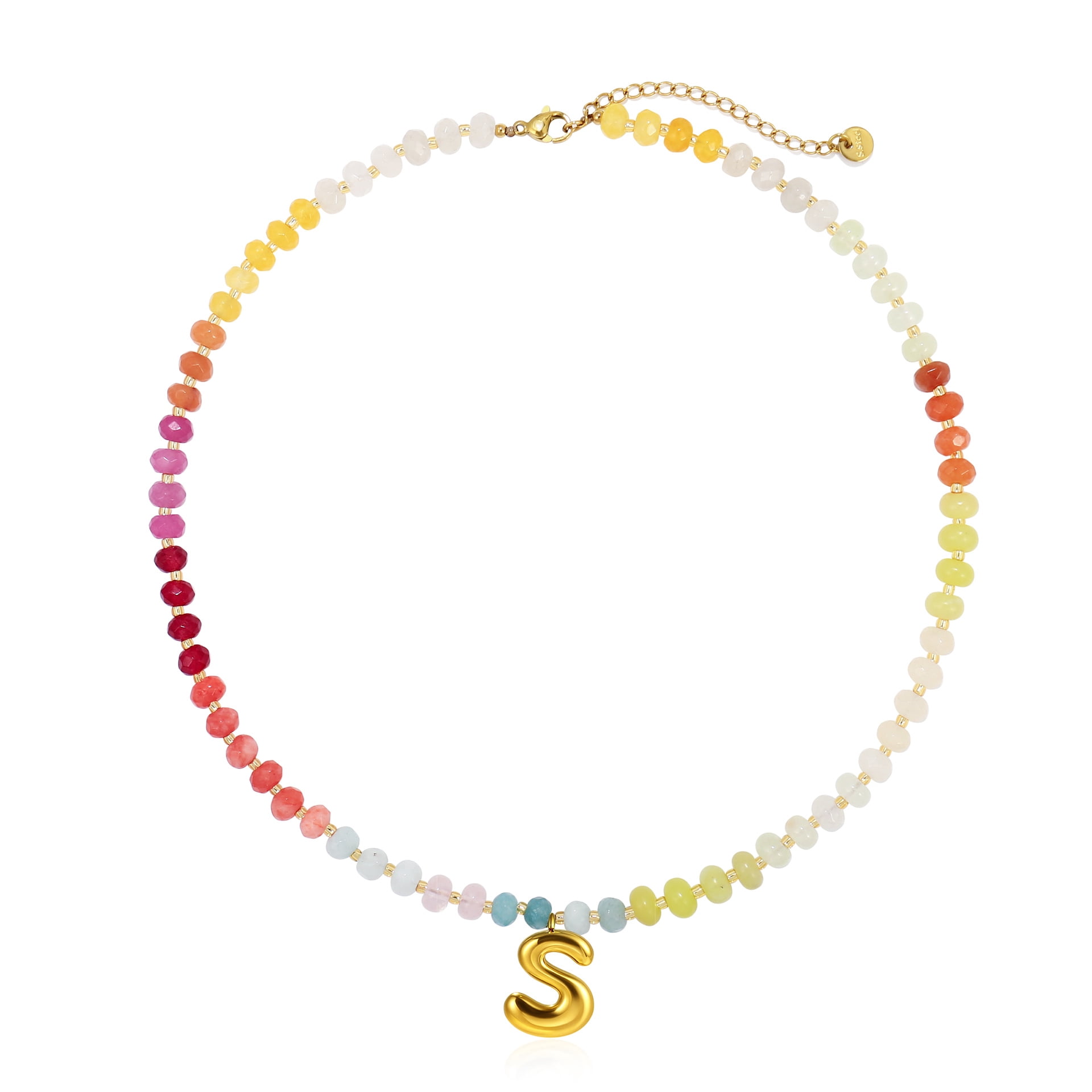 Bubble Letter Necklace for Women, Gold Initial Pendant Necklace with ...