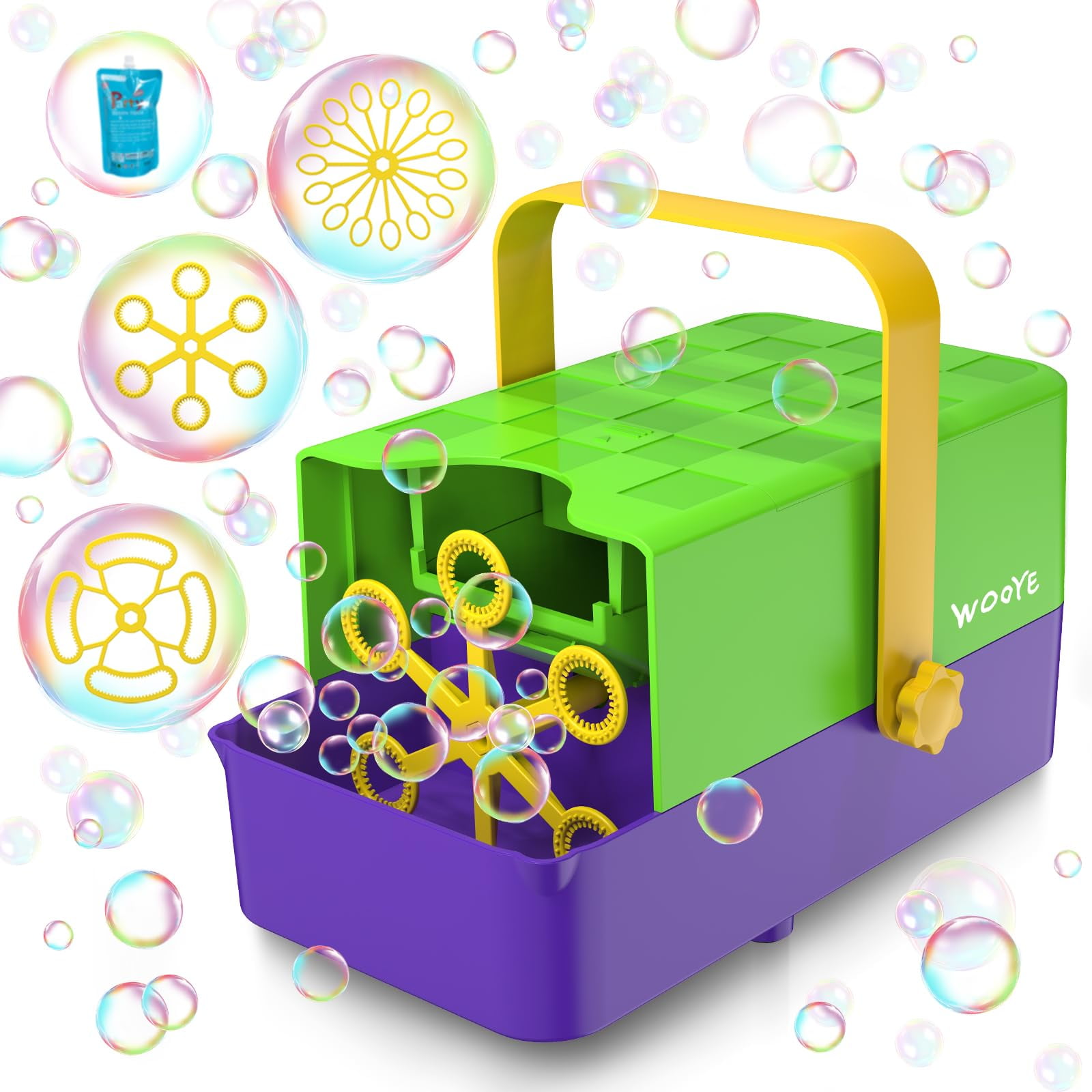Bubble Machine, 3 in 1 Bubble Maker for Kids - 3 Replaceable Bubble Wands & 2 Speeds, 10000 ...