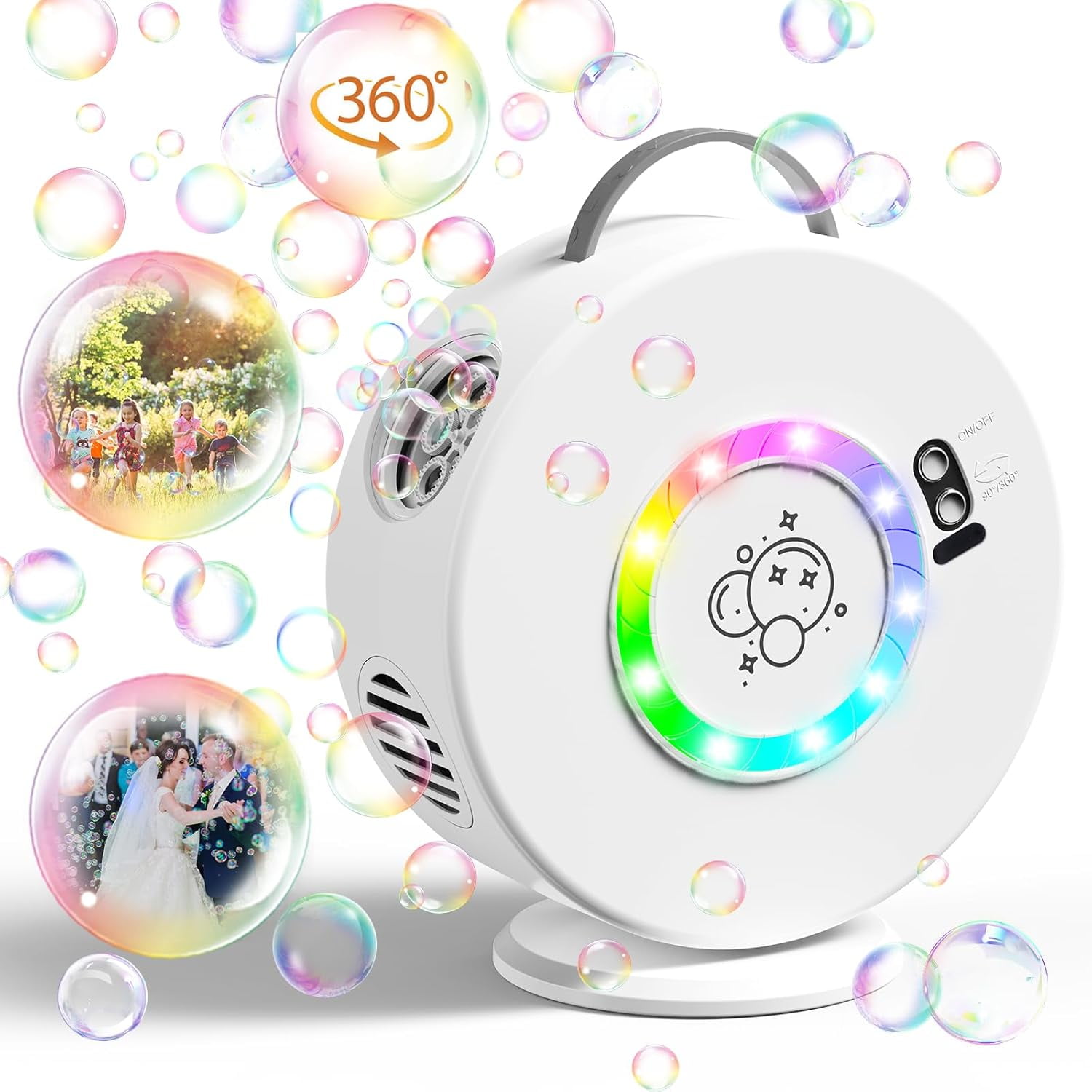 Bubble Machine Automatic LED Lights Bubble Blower for Kids Rechargeable ...