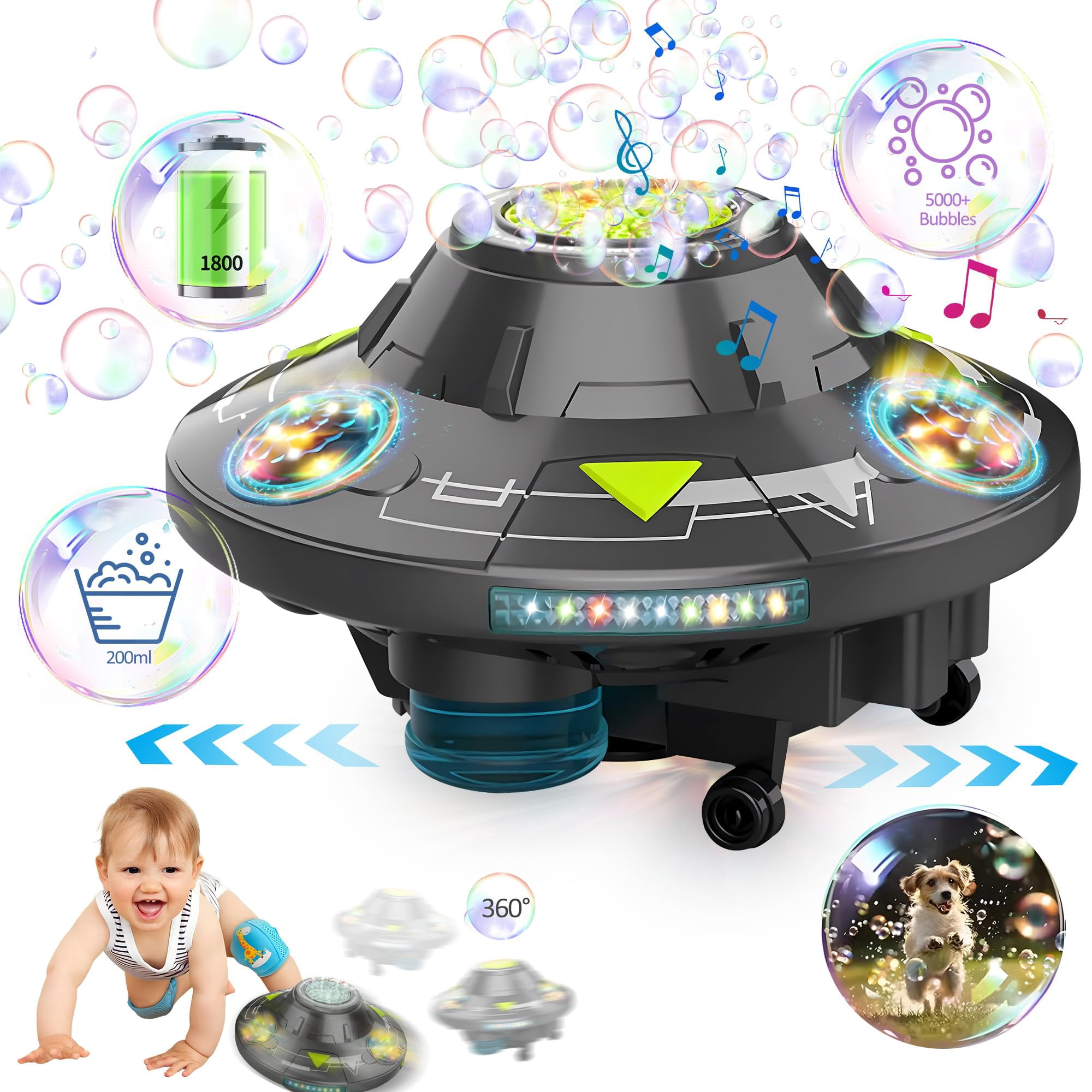 Bubble Machine for Kids - Automatic Bubble Maker with LED Light & Music ...