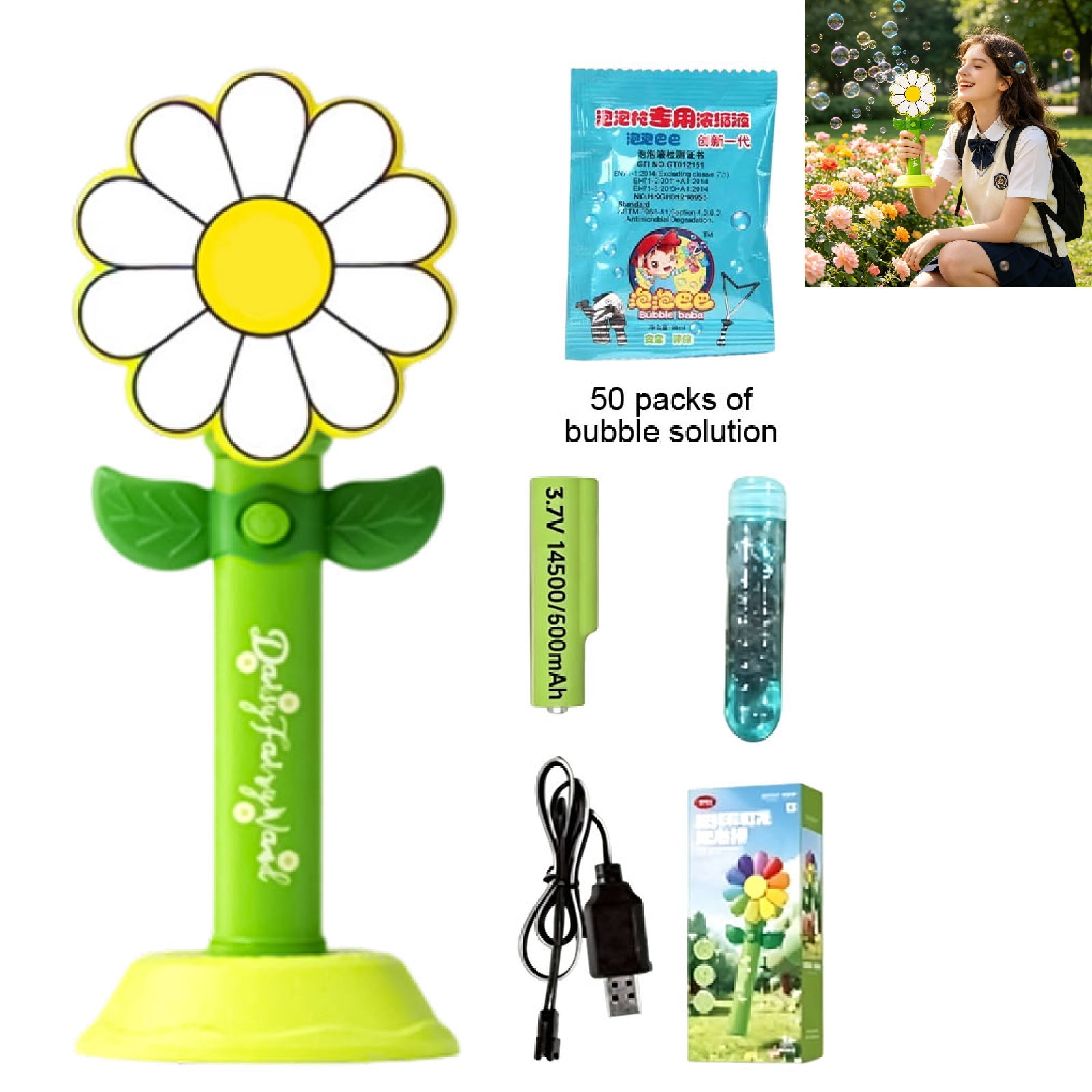 Bubble Machine for Kids Automatic Flower Bubble Toy with Colorful ...