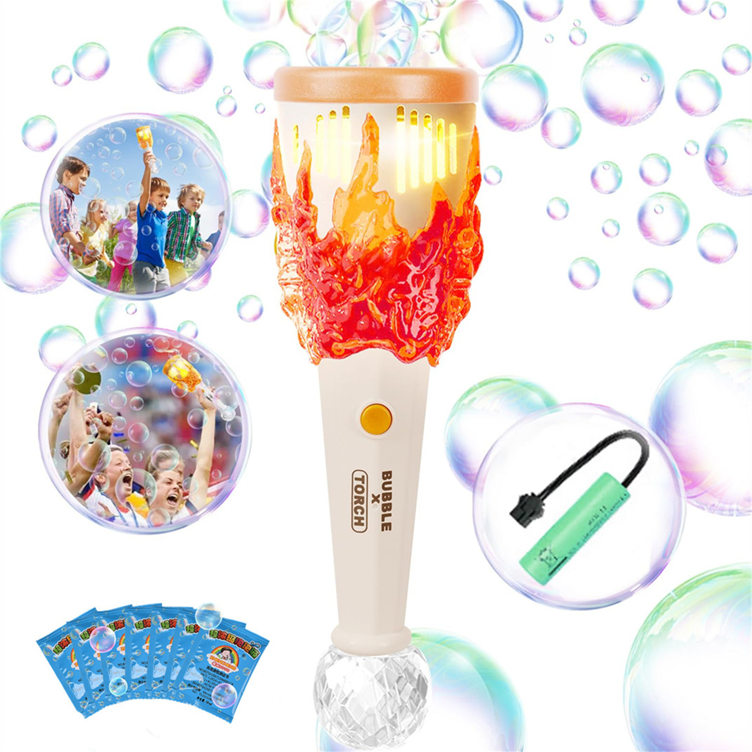 Bubble Machine for Kids,Olympic Torch Bubble Wand with Lights & Music ...