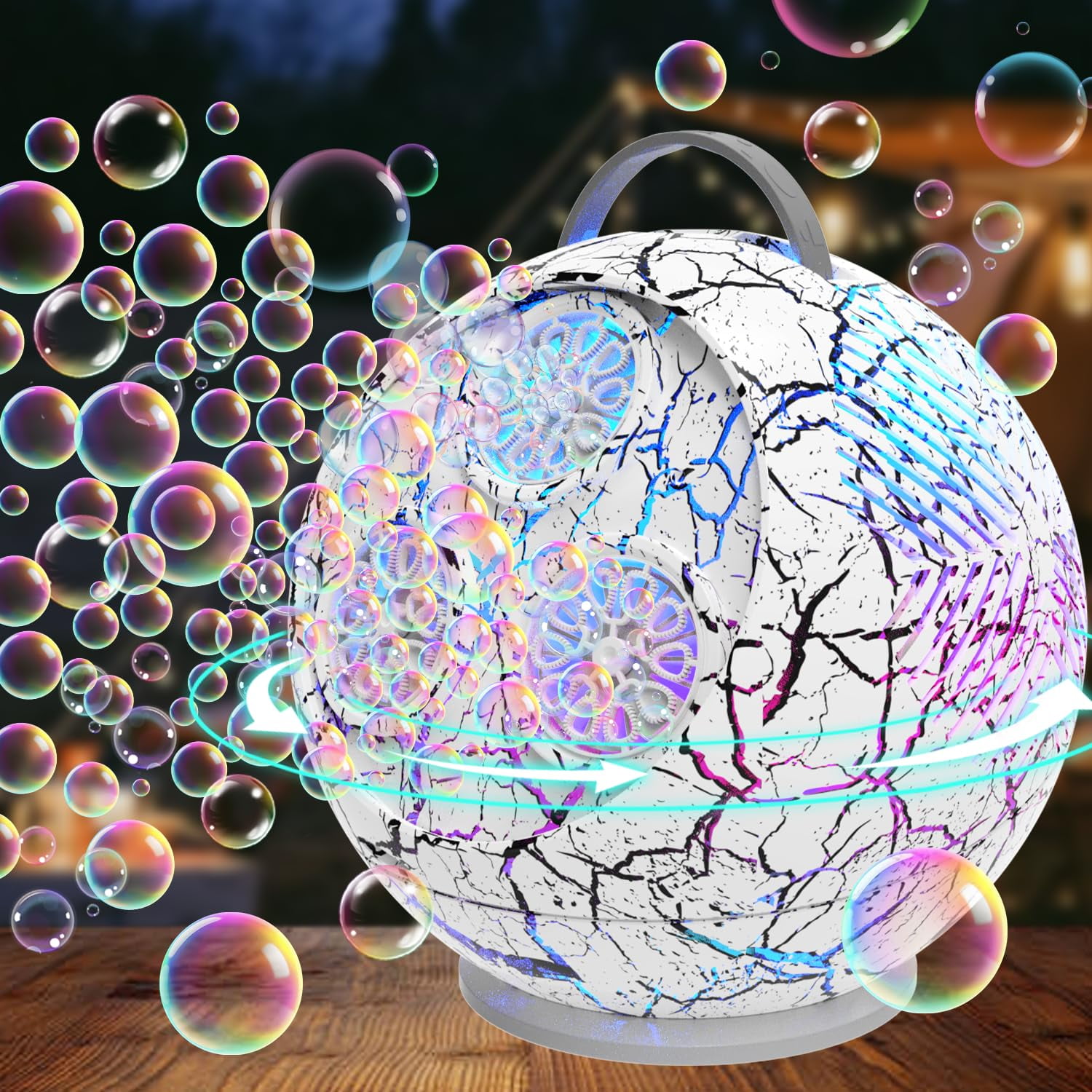 Bubble Machine for Kids Toddlers,45°/360° Automatic Rotation Spherical ...