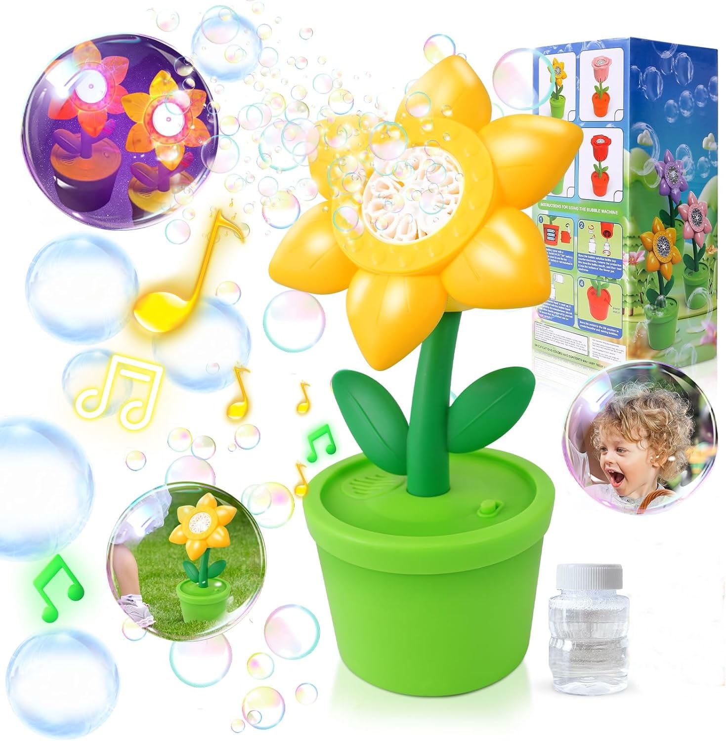 Bubble Machine with Light for Kids,20000+ Bubbles Per Minute Automatic ...