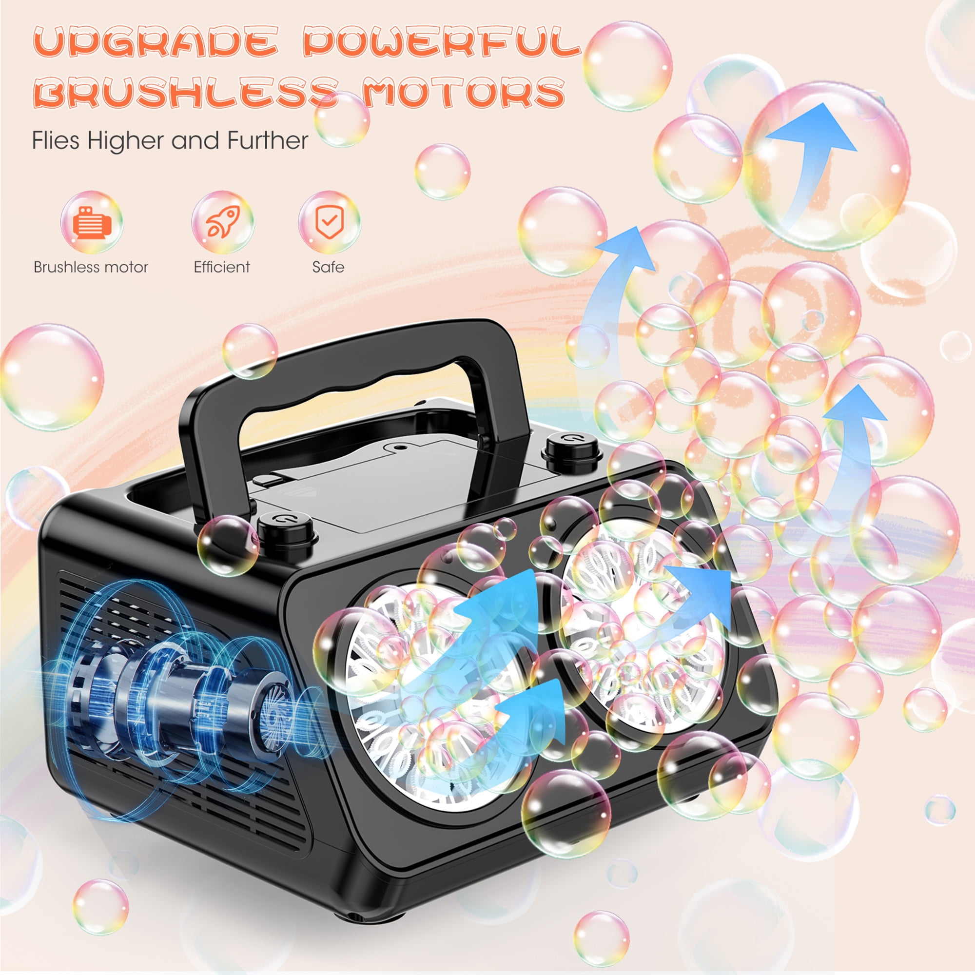 Bubble Machine Portable Automatic Bubble Blower for Kids Toddlers ...
