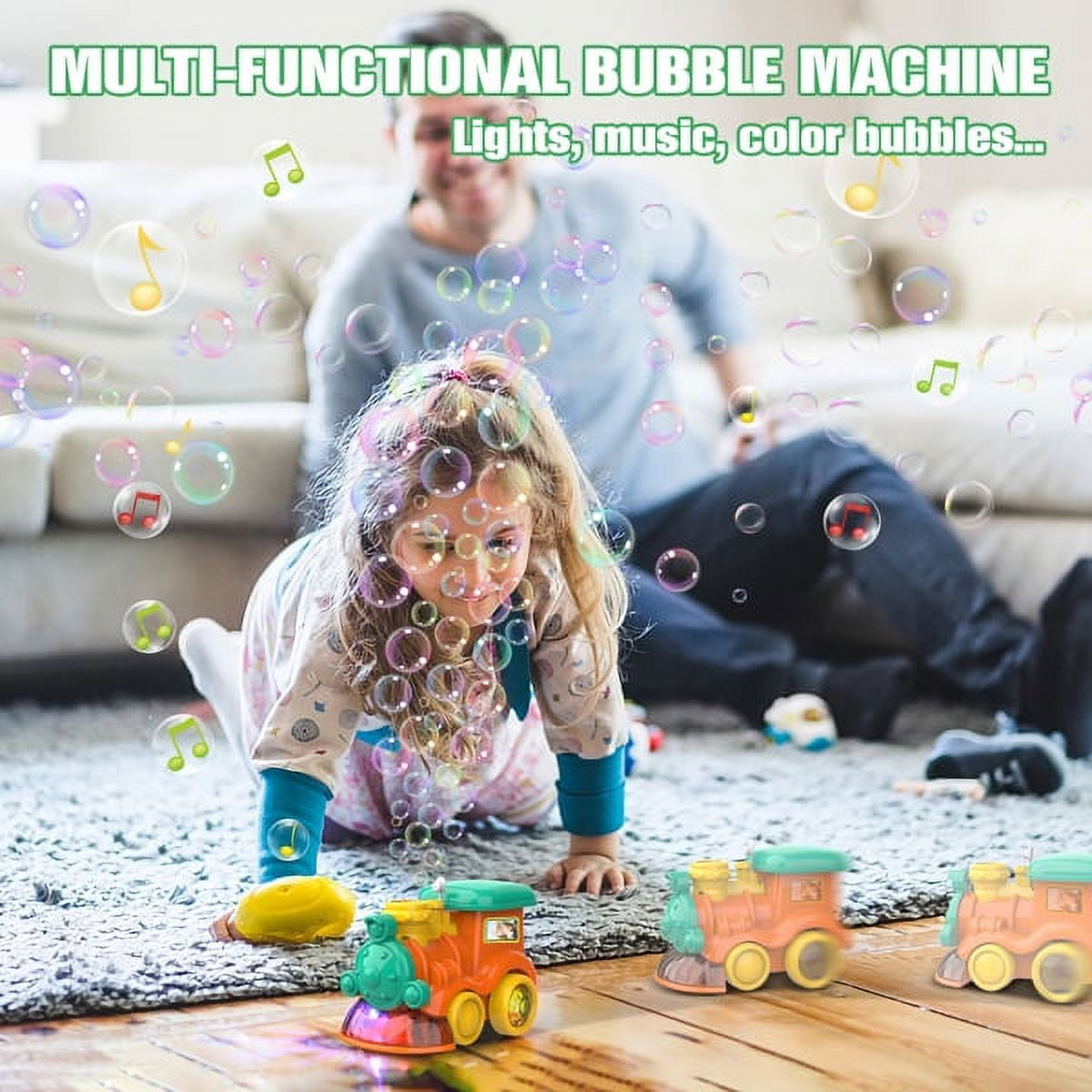Bubble Machine for Toddlers,3000+ Bubbles/min Auto Train Bubble Maker ...