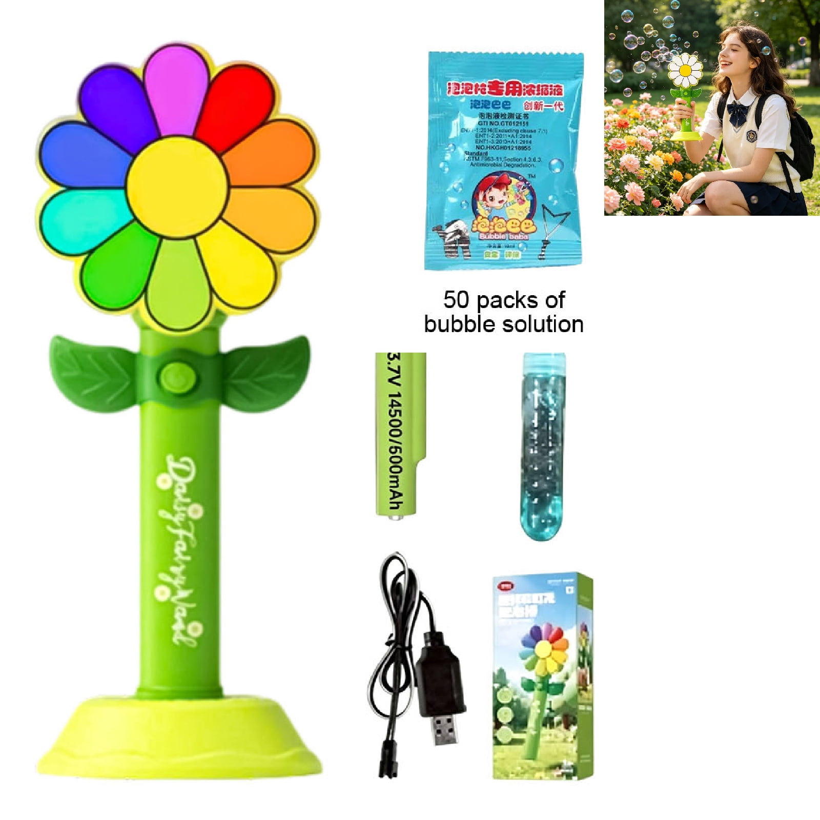 Bubble Machine for Kids Automatic Sunflower Bubble Maker for Toddlers ...