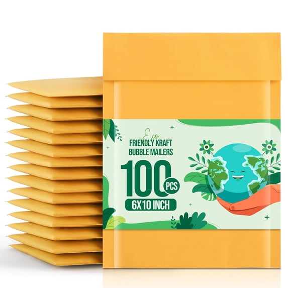 Bubble Mailer 6x10" 100 Pack Kraft Padded Envelopes Usable Size 6x9 ...