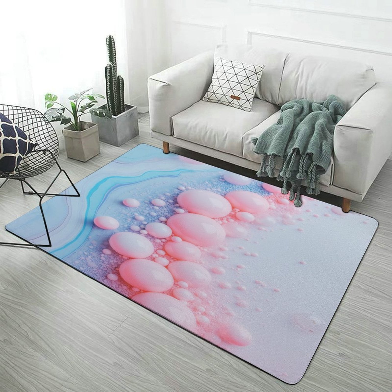 Bubble Marble Art Print Carpet Style Living Room Bedroom Rug Soft ...